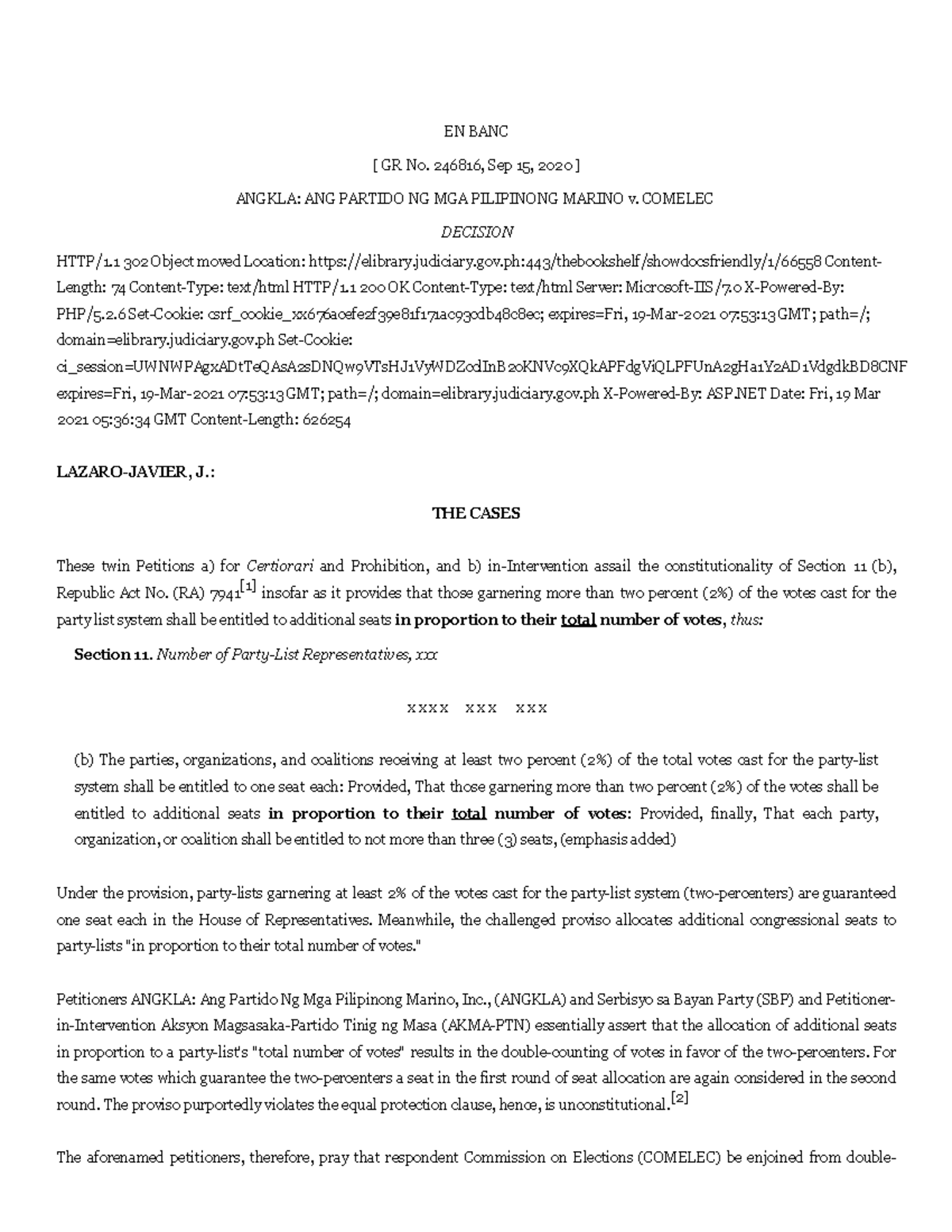 Angkla ANG Partido NG MGA Pilipinong Marino v. Comelec - EN BANC [ GR ...