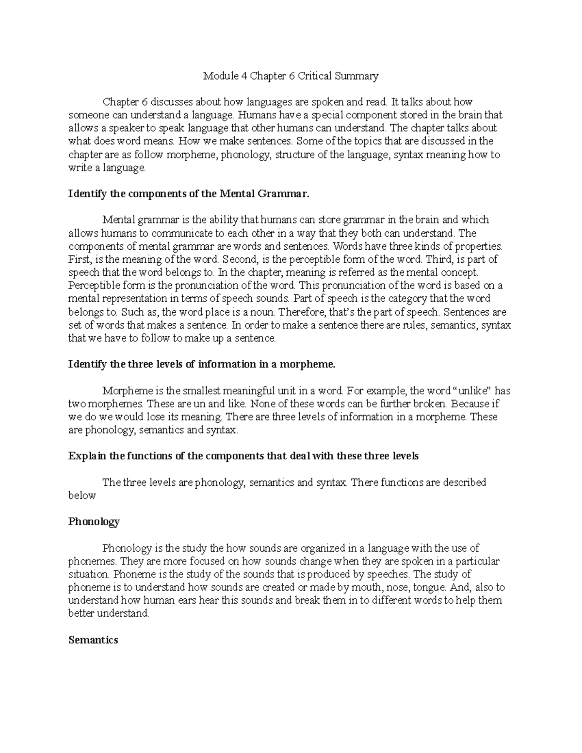 Module 4 - Summary and Review - LING 1010 - UConn - Studocu