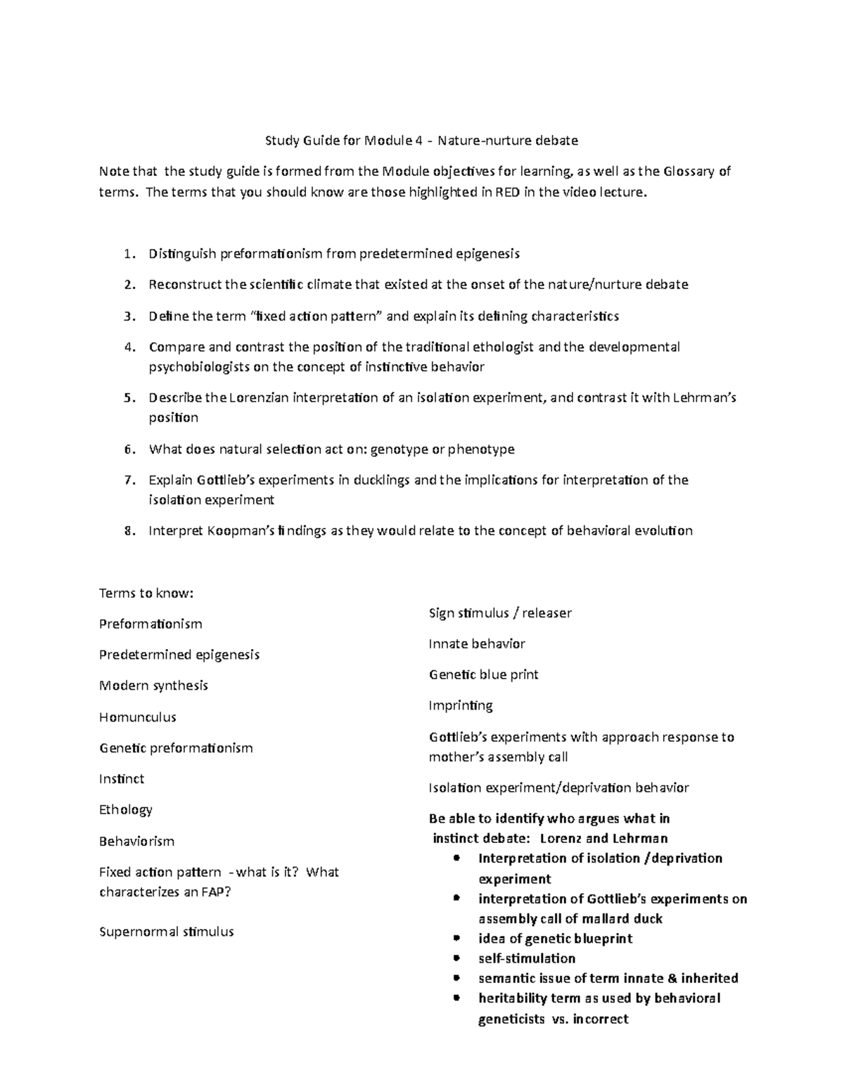 Study Guide for Module 4-1 - The terms that you should know are those ...