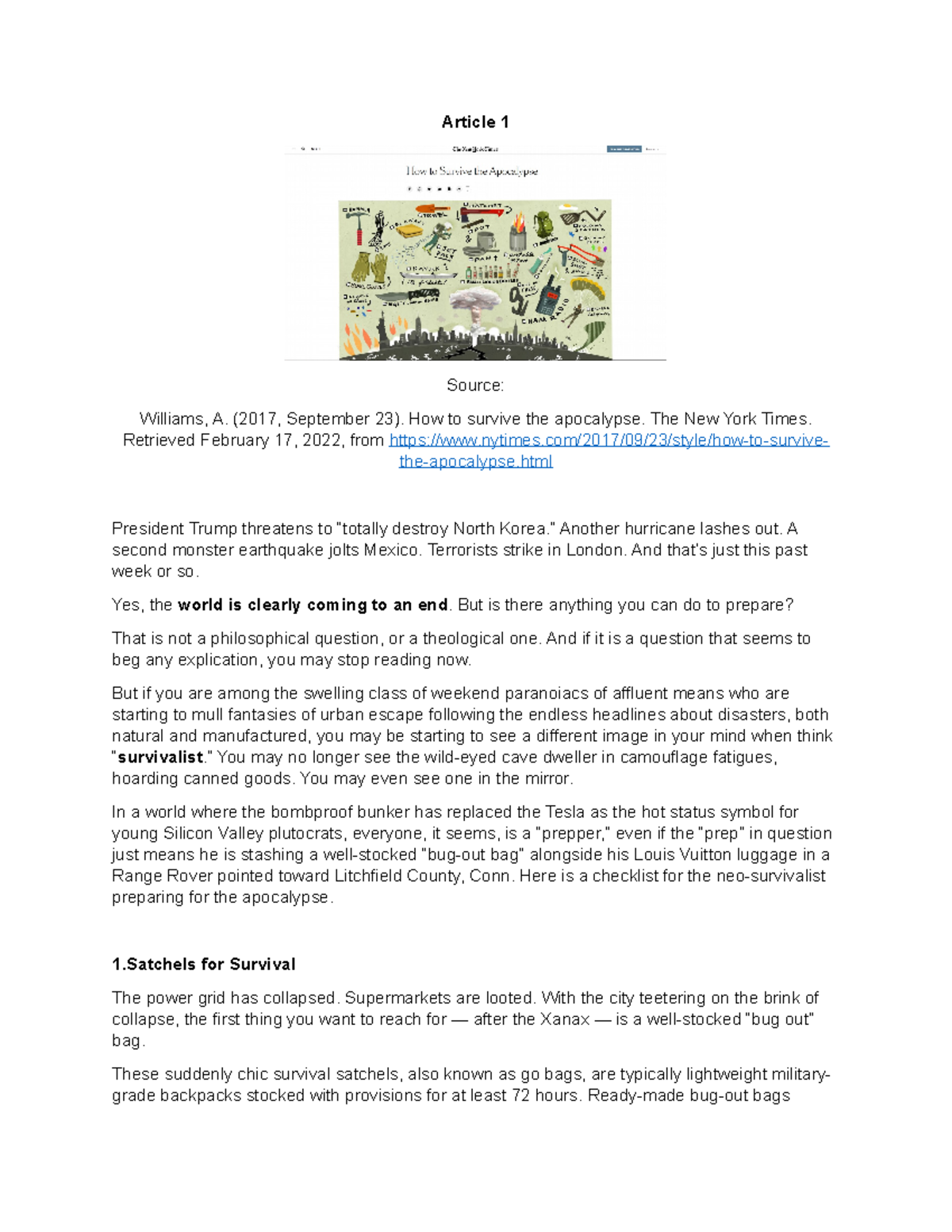 Article - Lecture notes 1 - Article 1 Source: Williams, A. (2017 ...