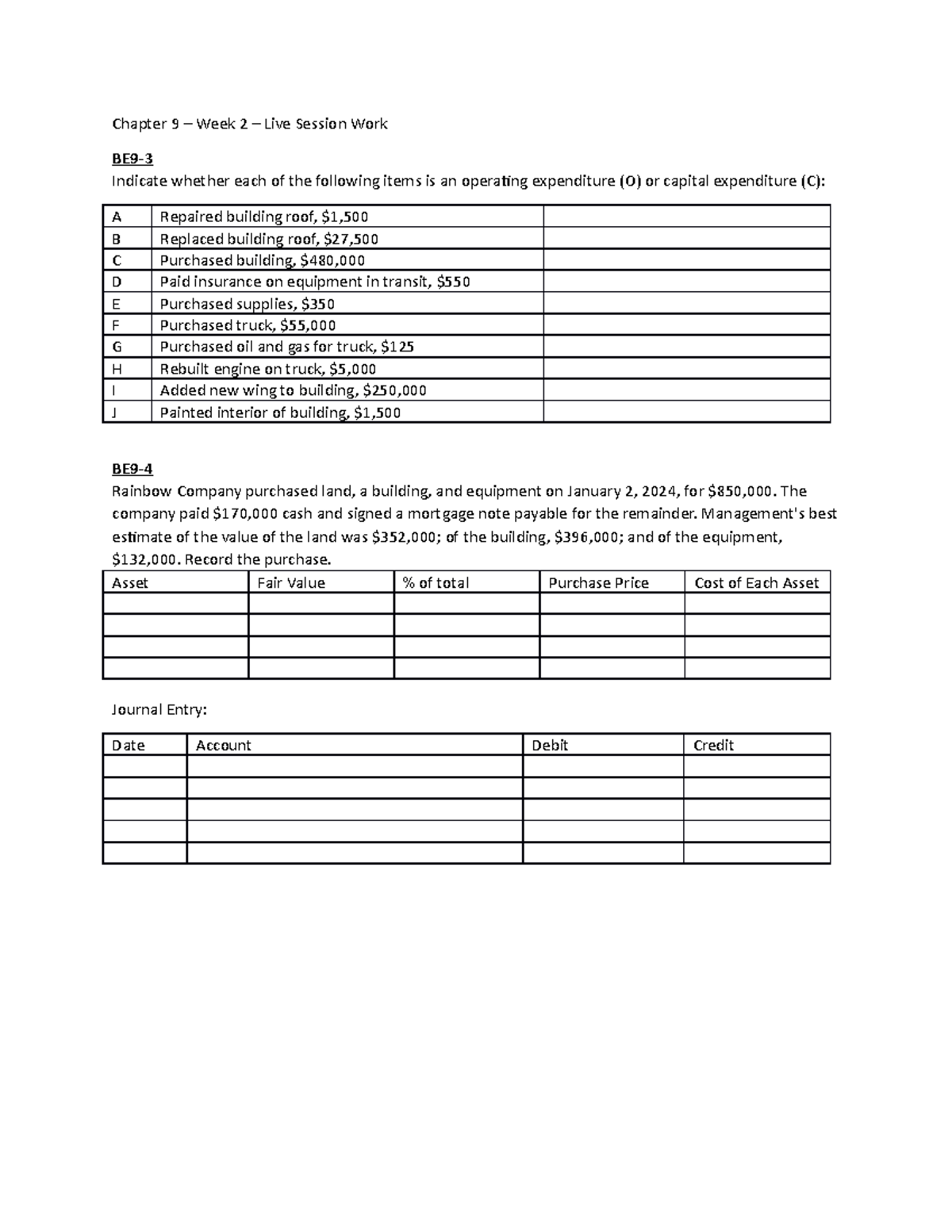 Chapter 9 - Week 2 LO1 - 3 Worksheets - Chapter 9 – Week 2 – Live ...