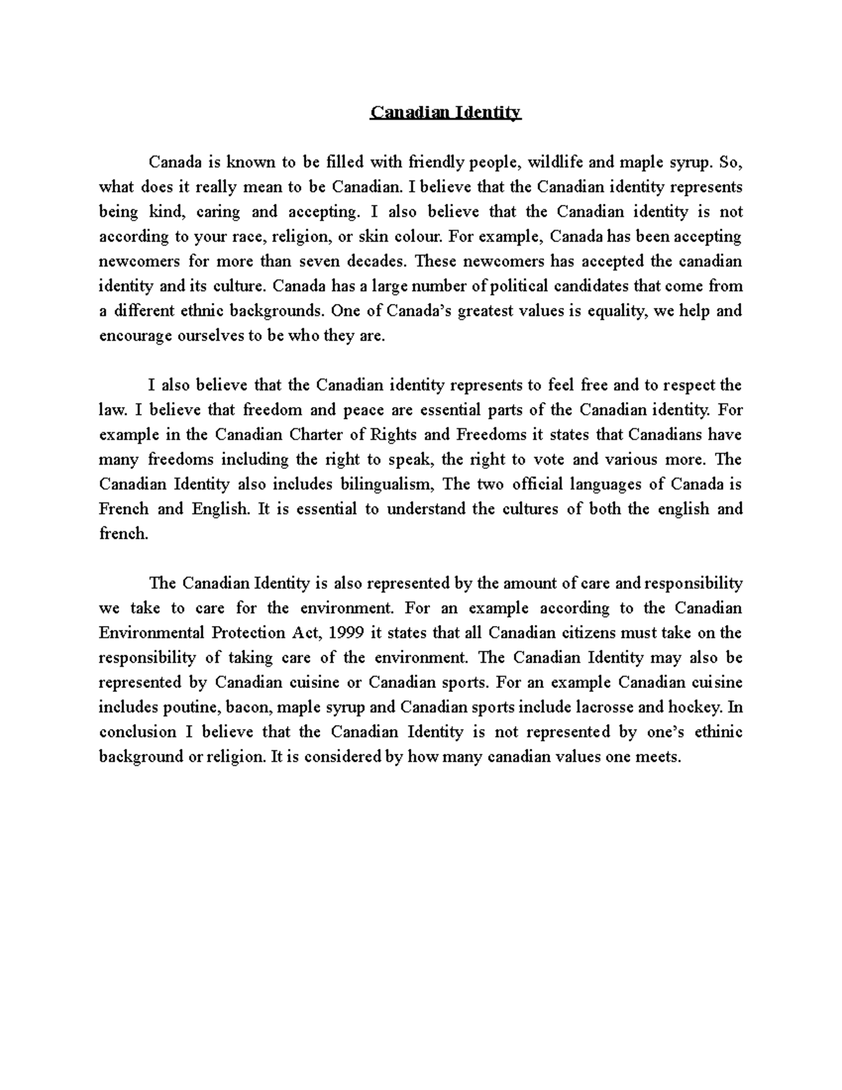 Canadian Identity - Canadian Identity Canada is known to be filled with ...