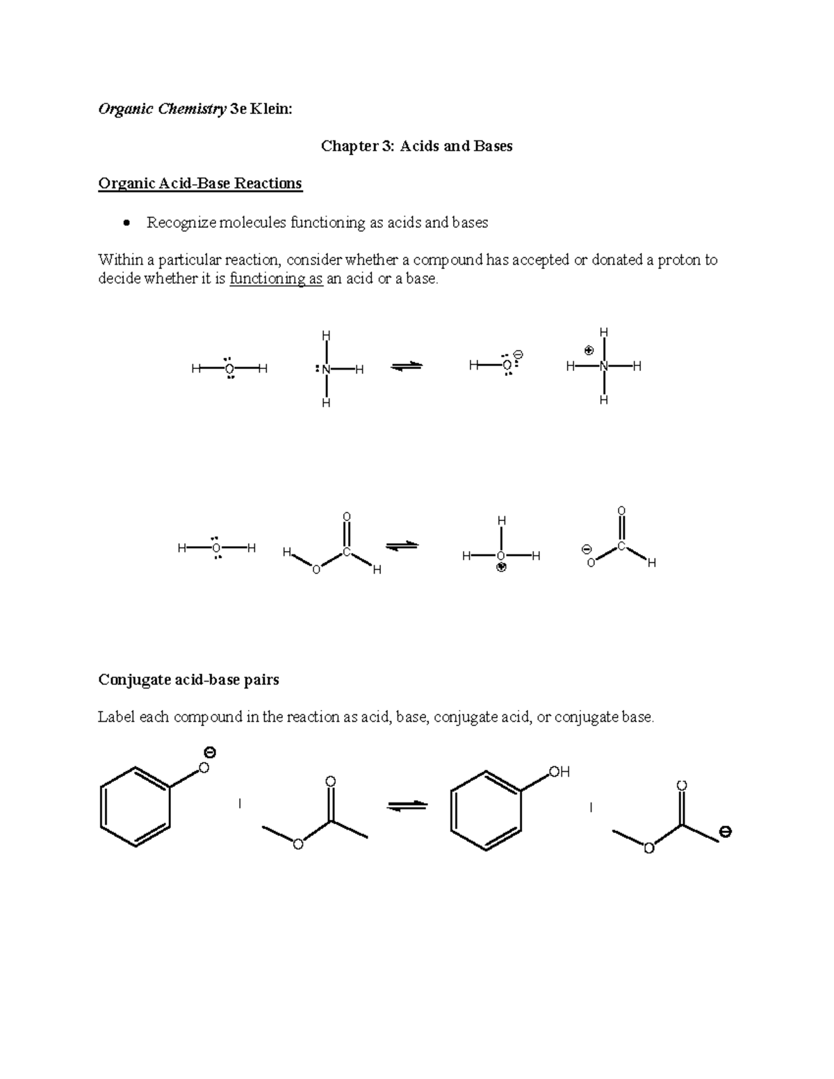 Chapter 3 Lecture Handout notes C103 - Organic Chemistry 3e Klein ...