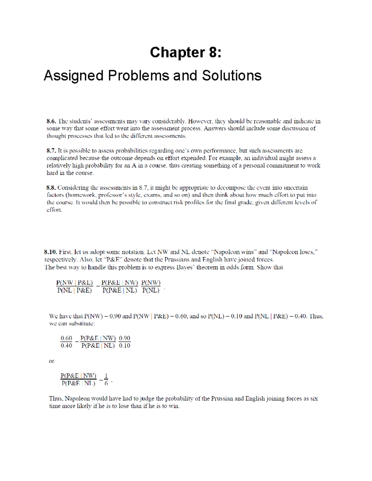 Assigned Problems and Solutions - Ap/Adms 3300 - Studocu