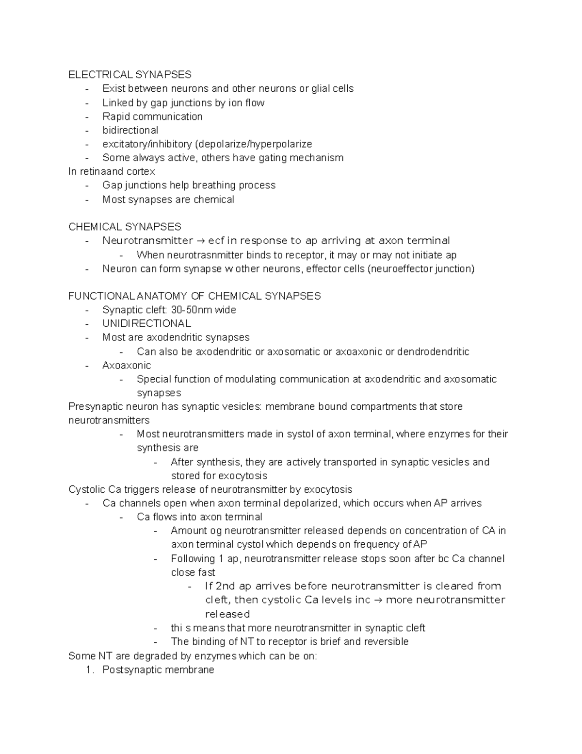 Physiology notes Exam 3 - ELECTRICAL SYNAPSES Exist between neurons and ...