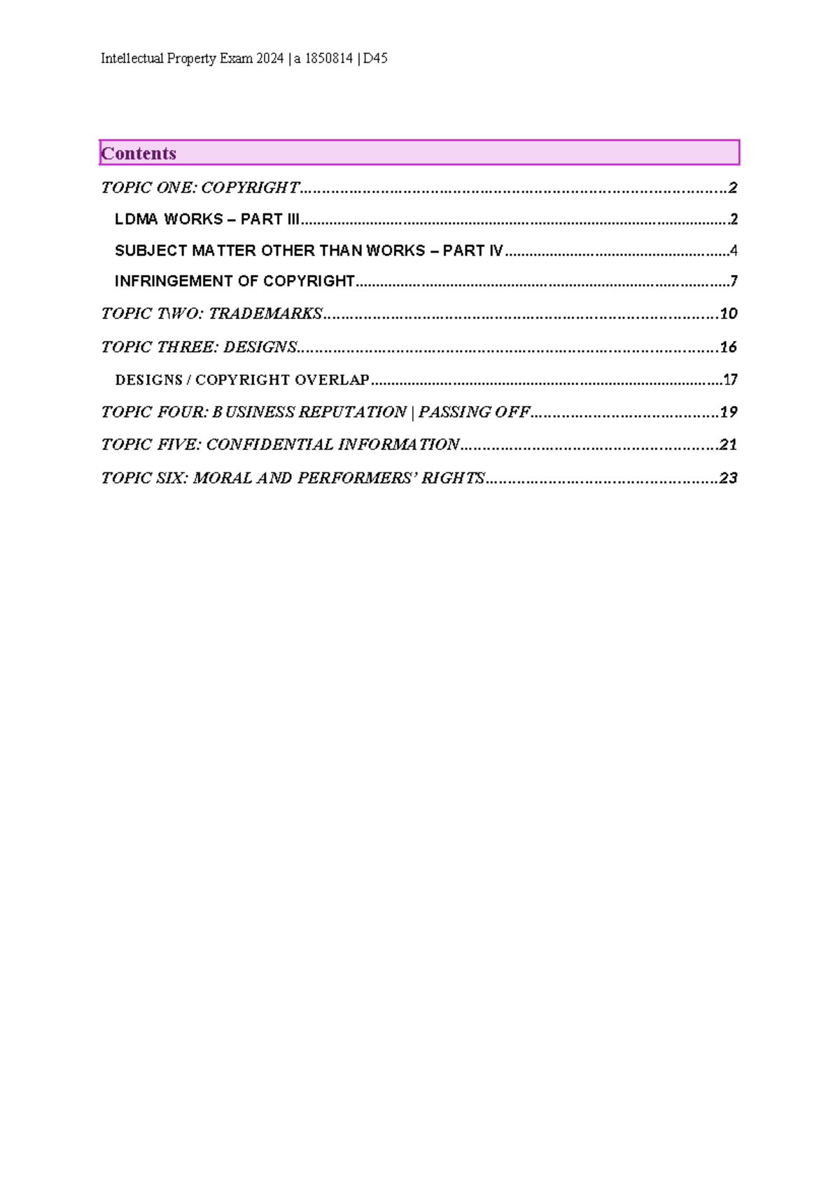 IP Exam Notes - Contents TOPIC ONE: - Studocu