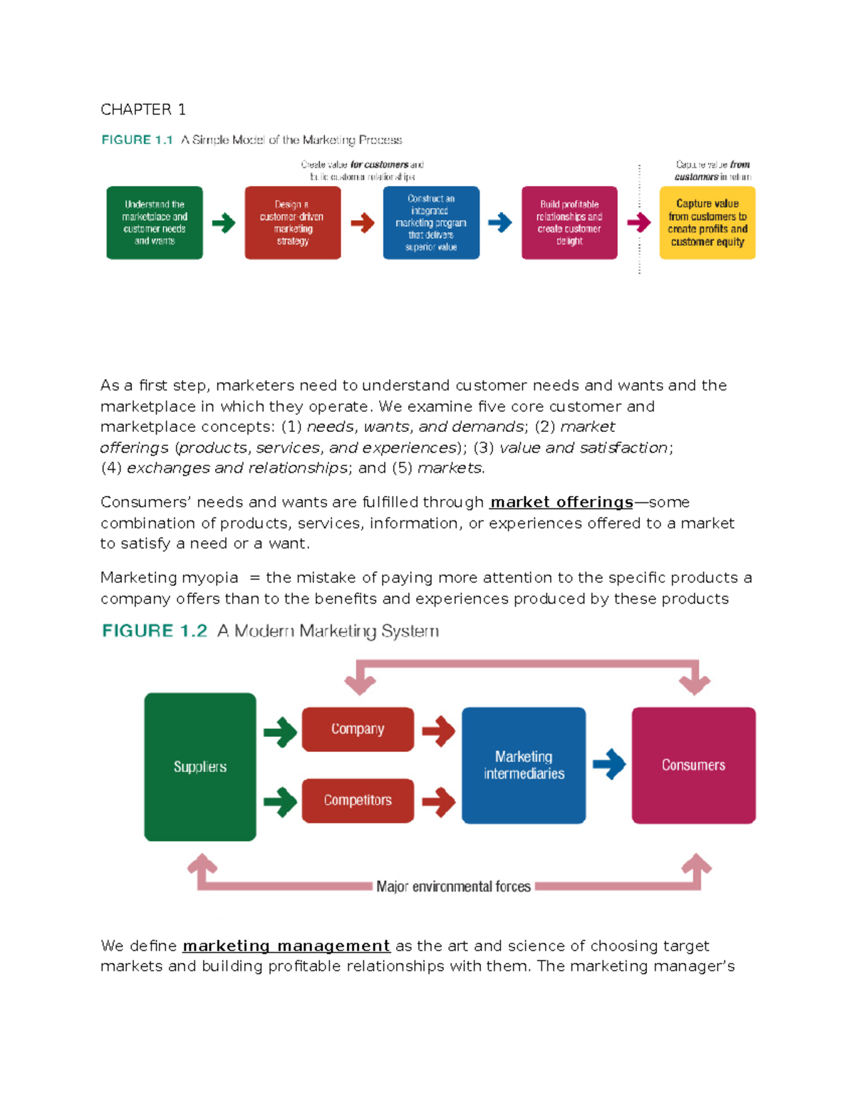 Recap 1-8 - CHAPTER 1 As a first step, marketers need to understand ...