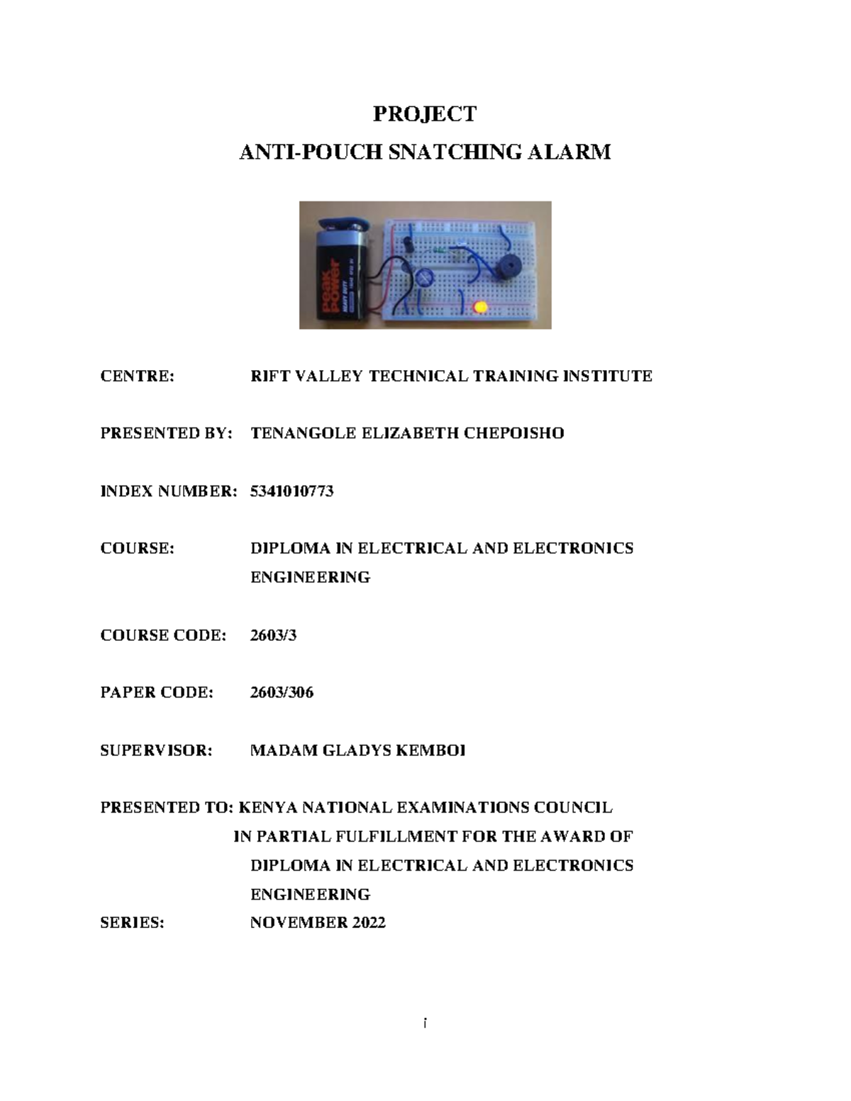 ANTI Pouch Snatching Alarm-T - i PROJECT ANTI-POUCH SNATCHING ALARM ...