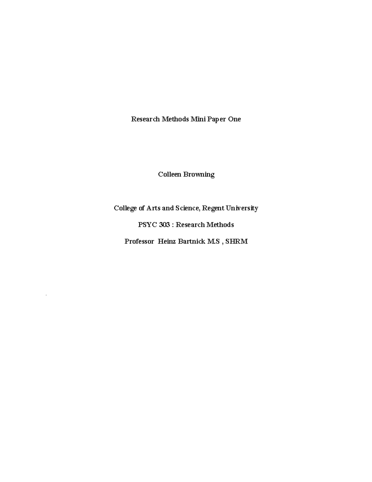 Research Methods Mini Paper One - Research Methods Mini Paper One ...