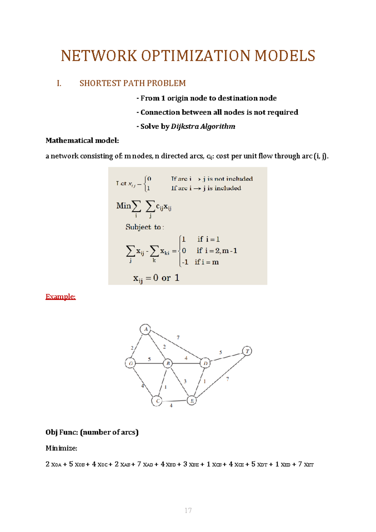 OR1-Tutor-Final - deed - 17 NETWORK OPTIMIZATION MODELS I. SHORTEST ...