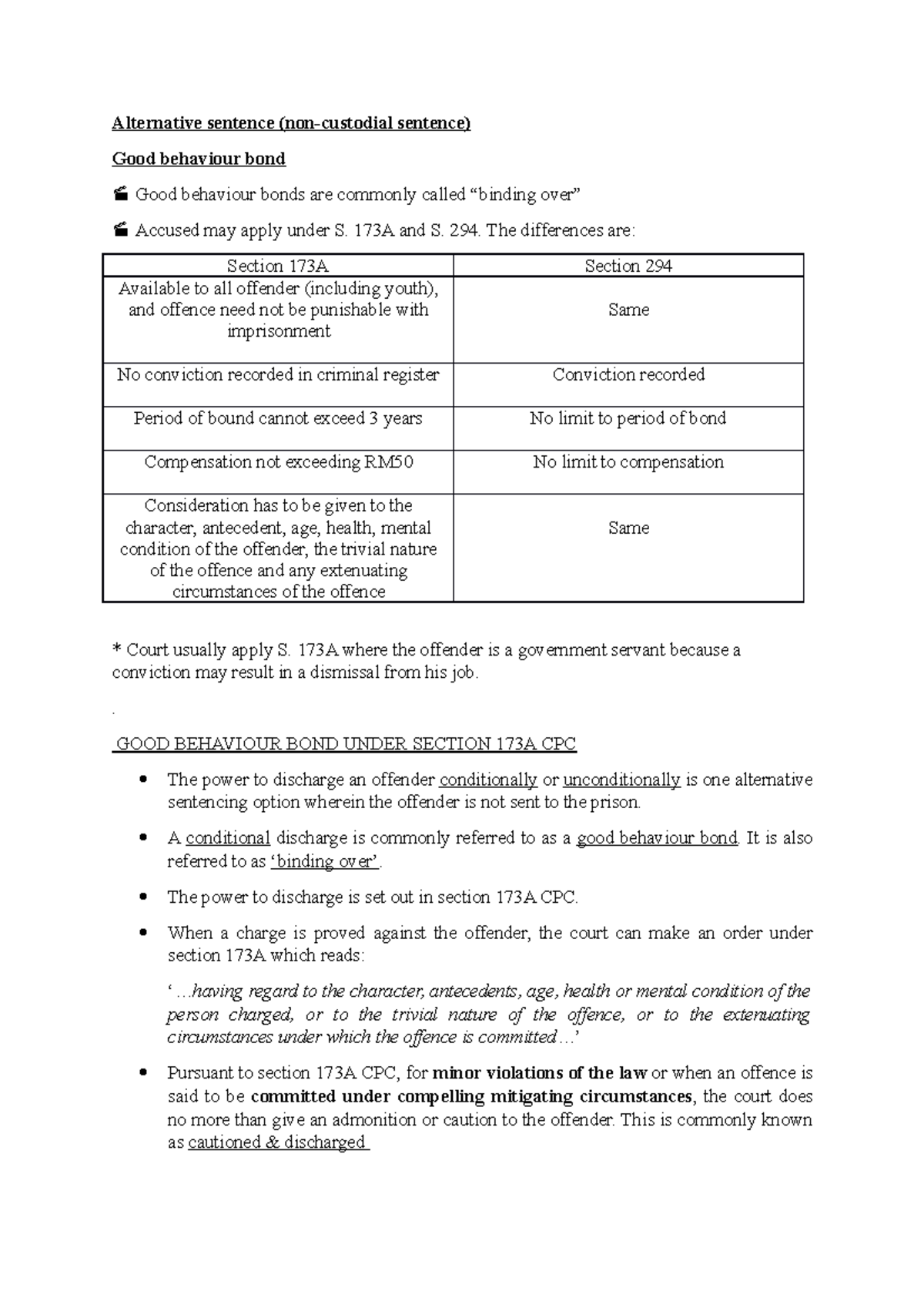 Alternative Sentence Non Custodial Sentence Alternative Sentence
