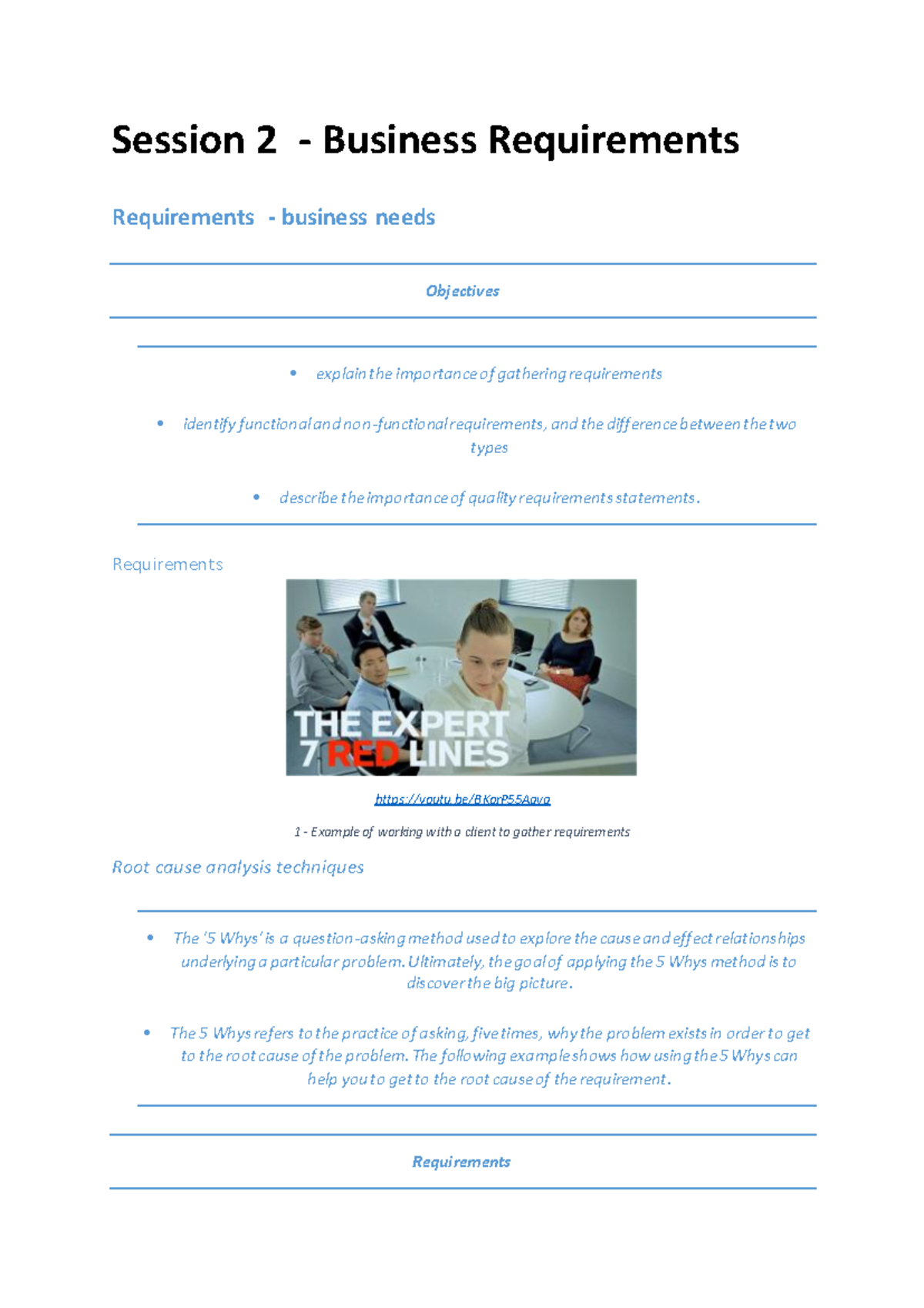 Session 2 - Business Requirements - Session 2 - Business Requirements ...