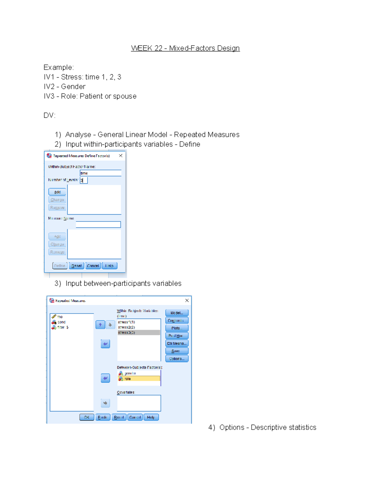 WEEK 22 - Mixed-Factors Design - WEEK 22 - Mixed-Factors Design Example ...