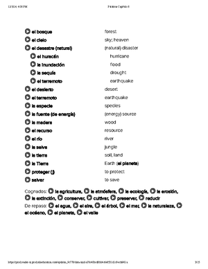 Palabras Capítulo 6 - chapter 6 vocab - el bienestar well-being el ...