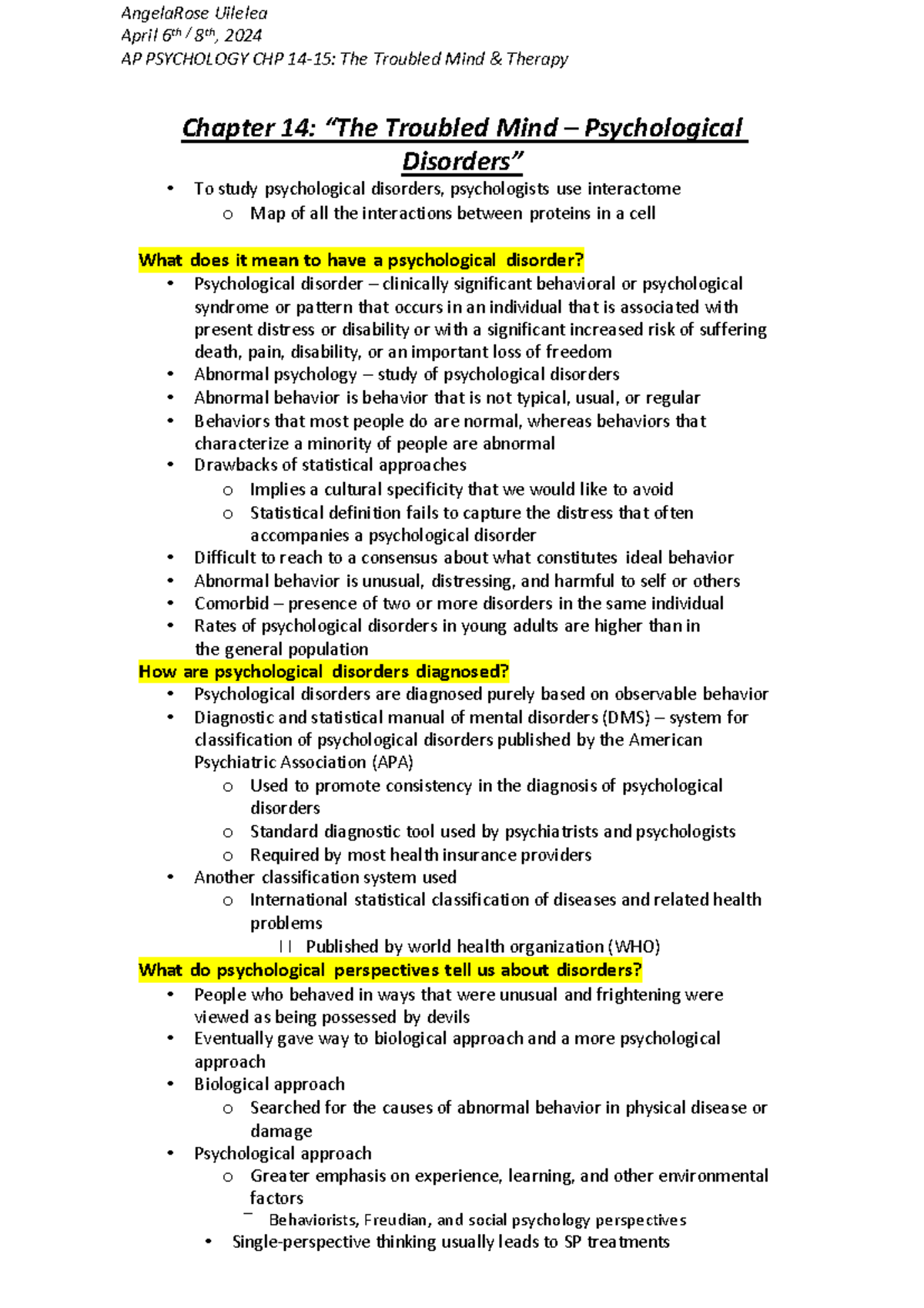 Unit 8 Notes Chp 14 and 15 - AngelaRose Uilelea April 6th / 8 th, 2024 ...
