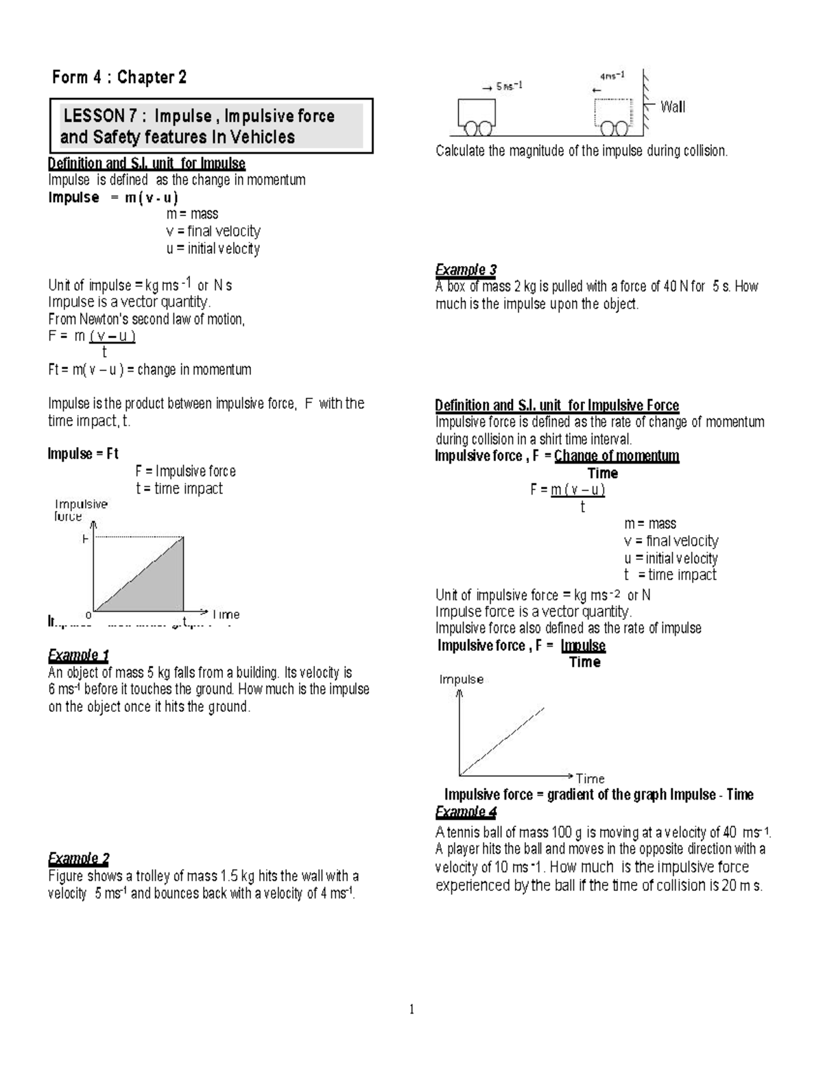 F4 lesson 2.7 Impulse,impulsive force and Safety features in Vehicle - LESSON 7 : Impulse ...