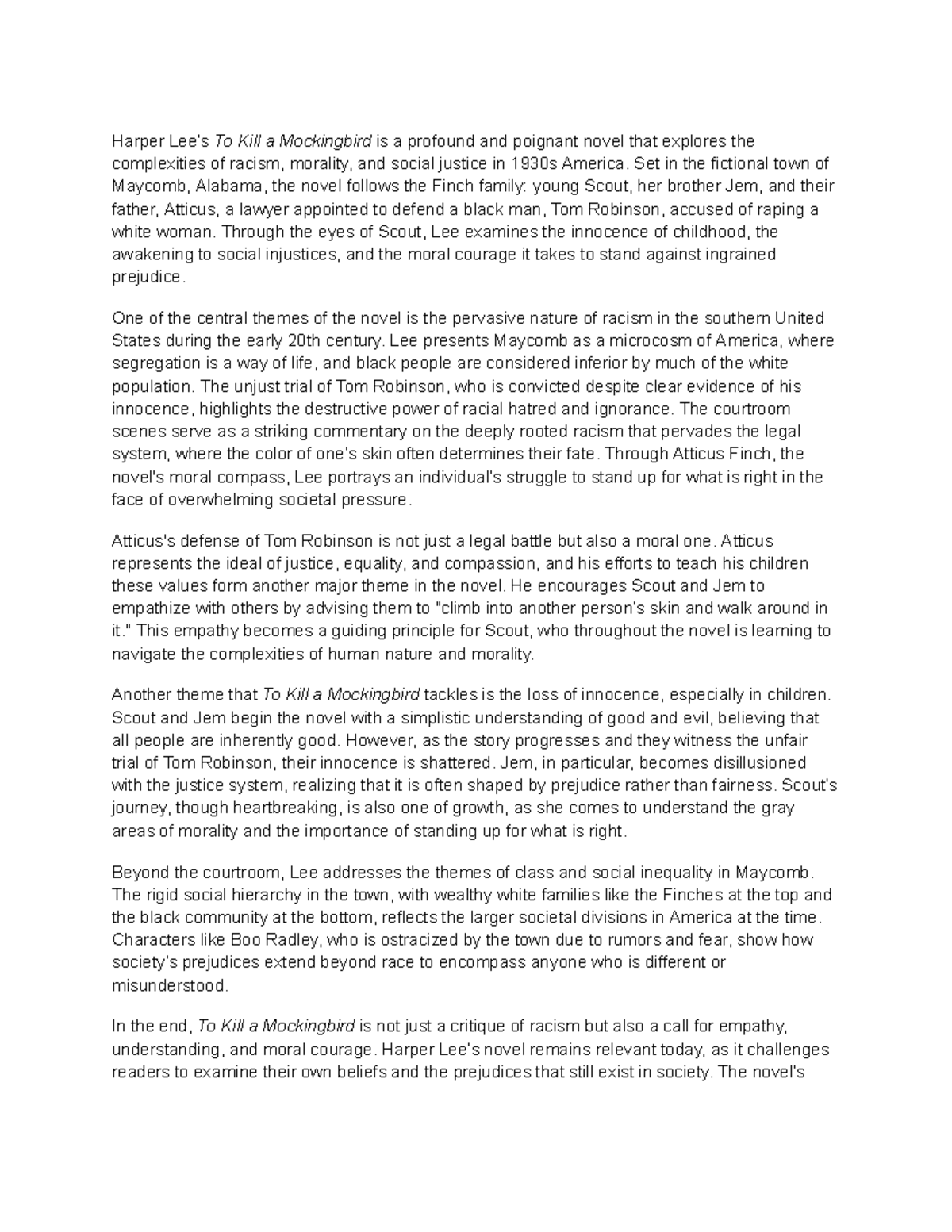 To kill a mockingbird - Set in the fictional town of Maycomb, Alabama ...