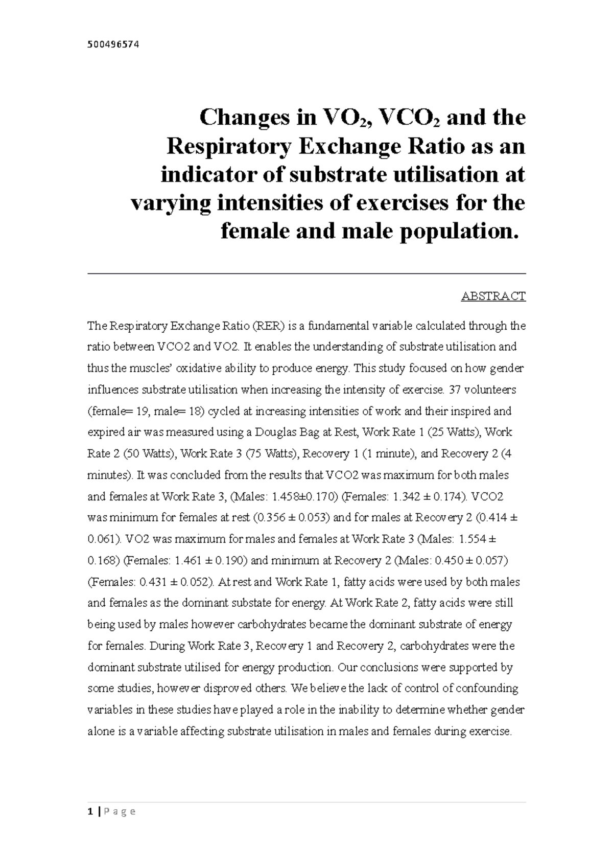Integrated Physiology Report - PHSI2007 - USyd - Studocu