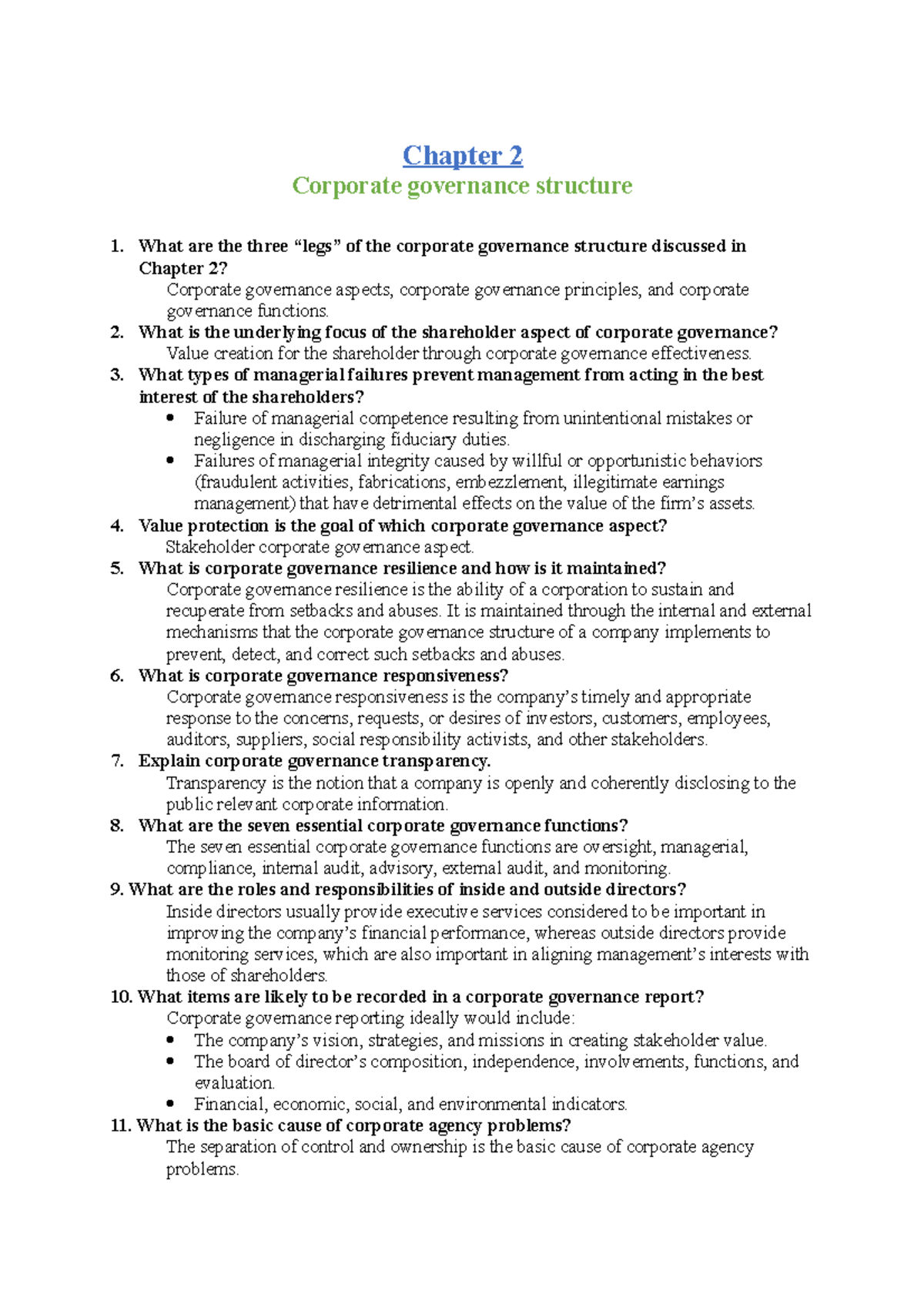 Ch02 Corporate Governance Structure - Chapter 2 Corporate governance ...
