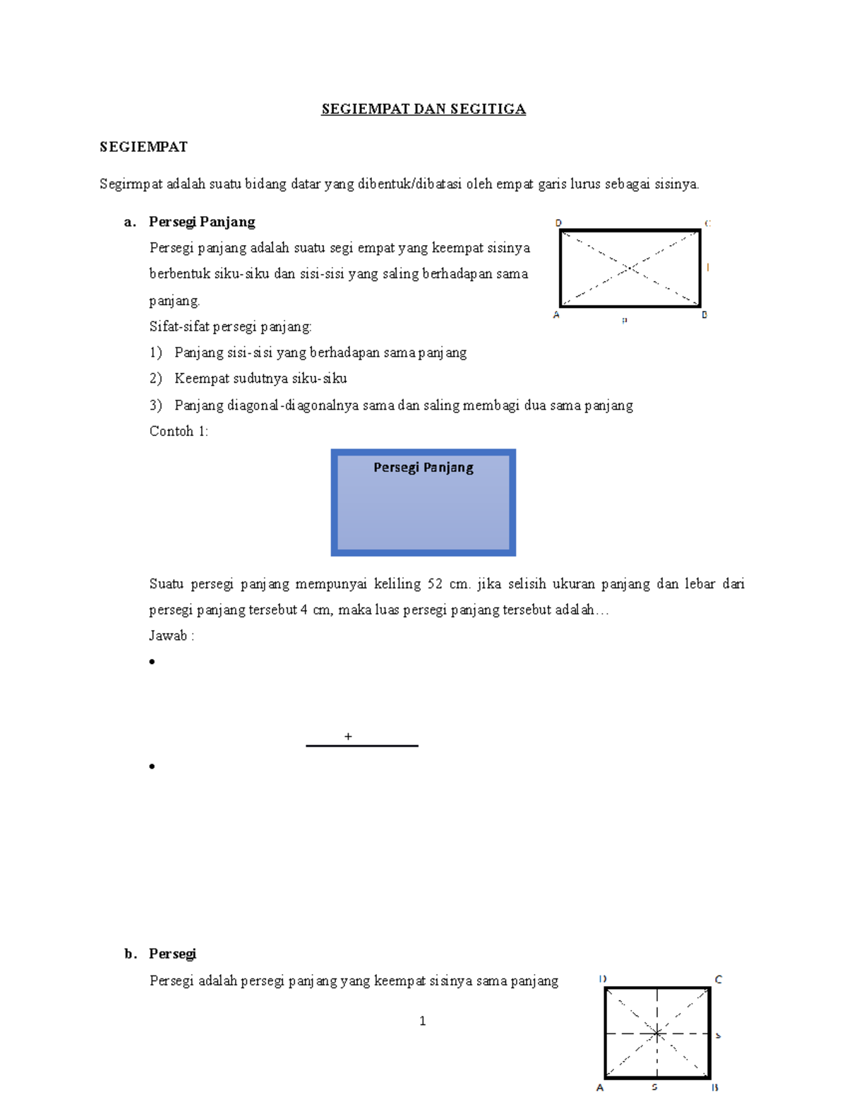 Segiempat dan Segitiga - SEGIEMPAT DAN SEGITIGA SEGIEMPAT Segirmpat ...