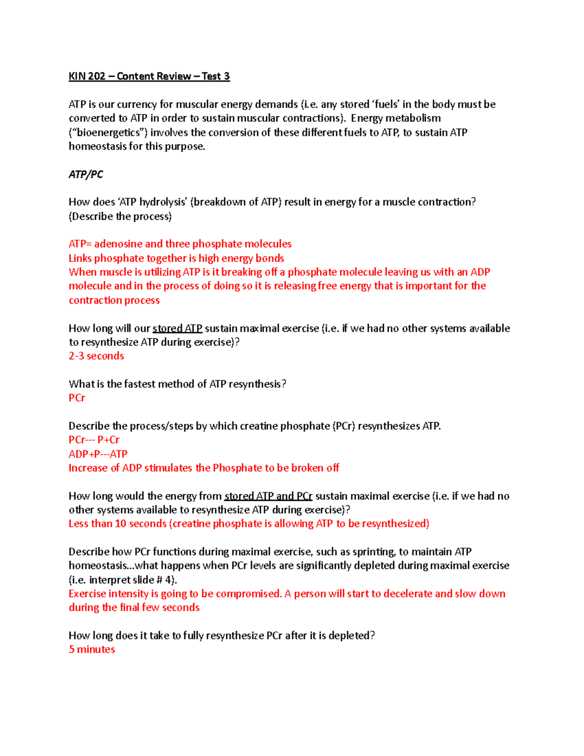 KIN 202 Content Review Test 3 - KIN 202 – Content Review – Test 3 ATP ...