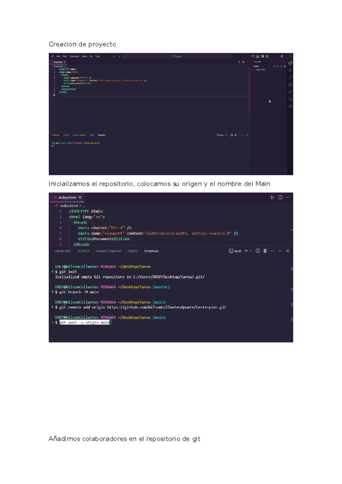 Git tarea s12 - github - Desarrollo Web Integrado - Creacion de proyecto Inicializamos el - Studocu