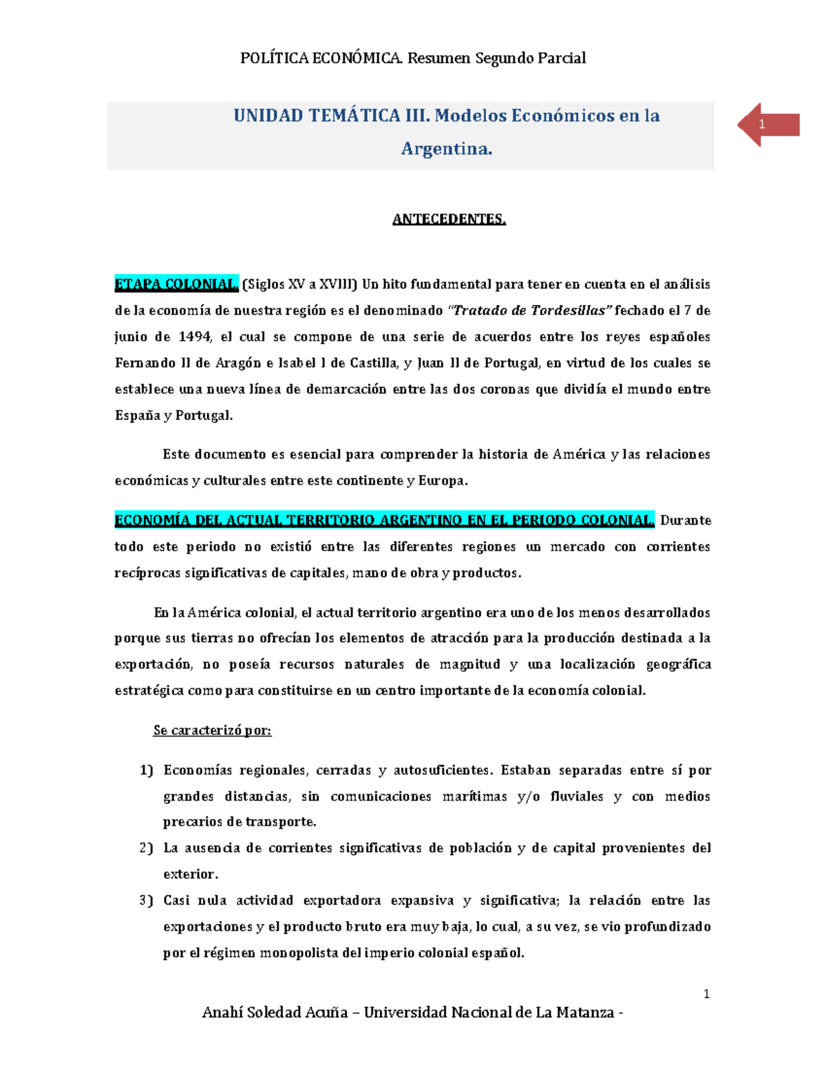 Segundo Parcial Politica Economica - Unidad Tematica 3 - Warning: TT: undefined function: 32 1 1 ...