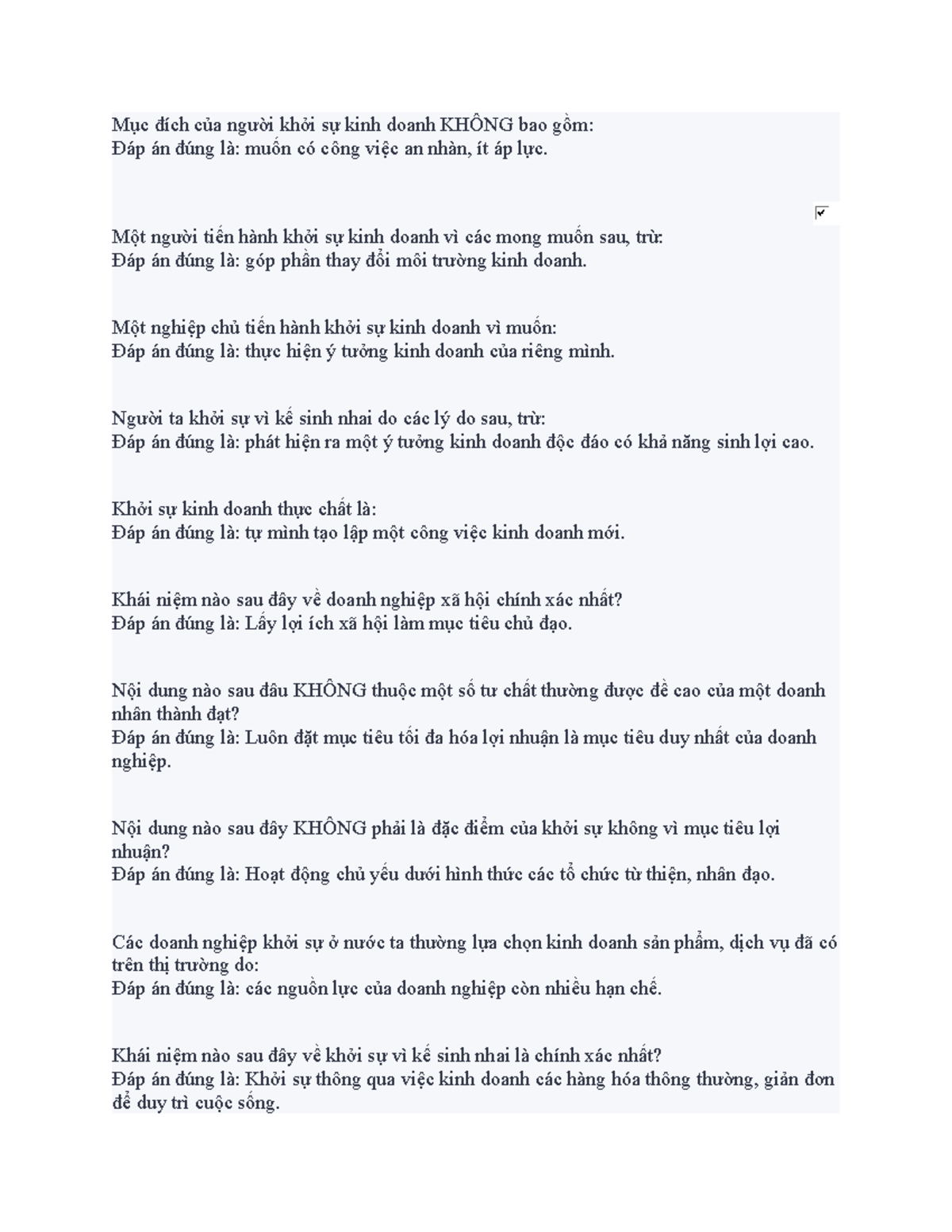 KSKD - khoi su kinh te - Mục đích của người khởi sự kinh doanh KHÔNG ...