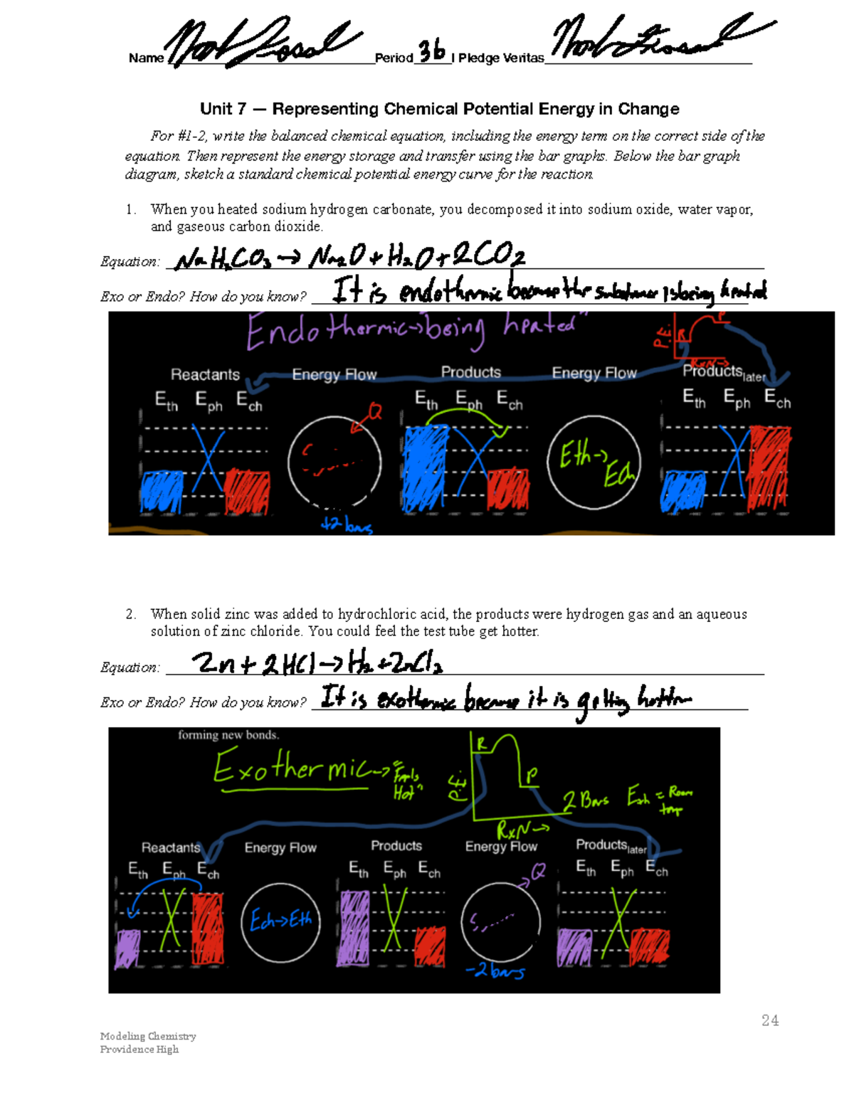 Honors Unit 7 Balancing Equations and Reaction Types (1) 3 - Name ...