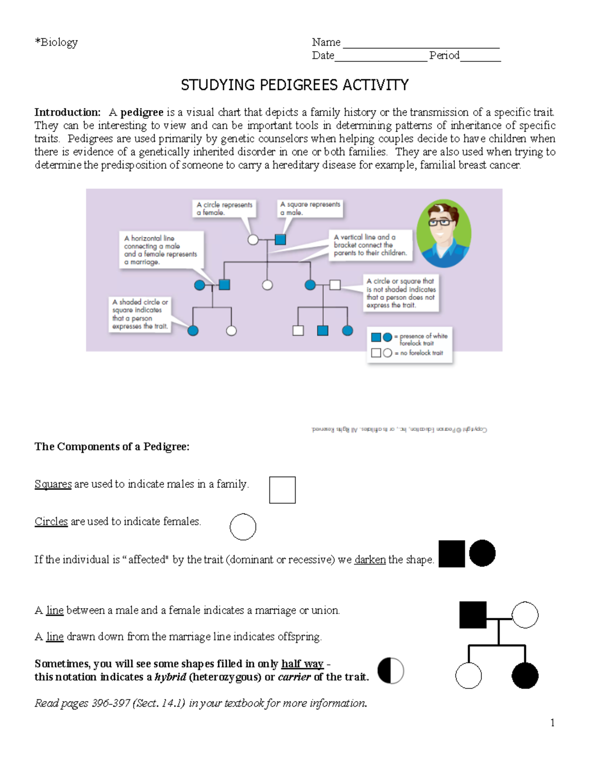 Pedigree Practice Worksheet - *Biology Name ...