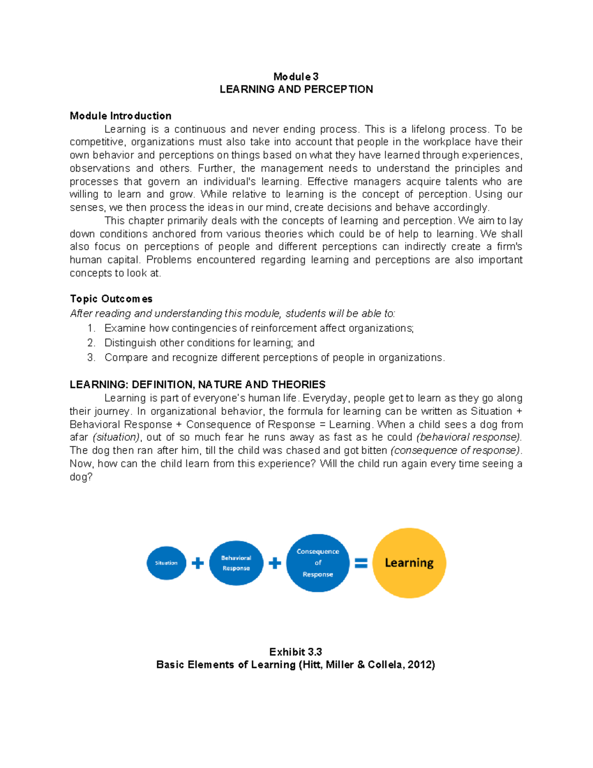 Chapter 3 Learning and Perception - Module 3 LEARNING AND PERCEPTION ...