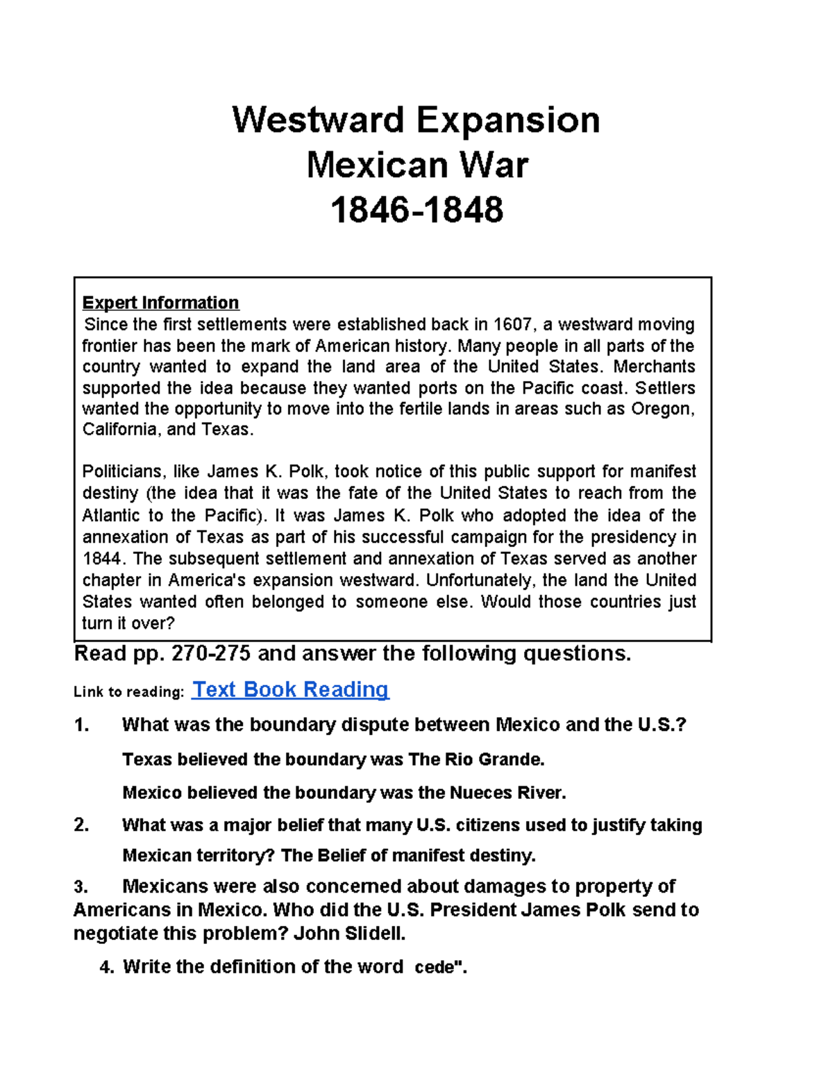 Copy of Westward Expansion - Westward Expansion Mexican War 1846 ...
