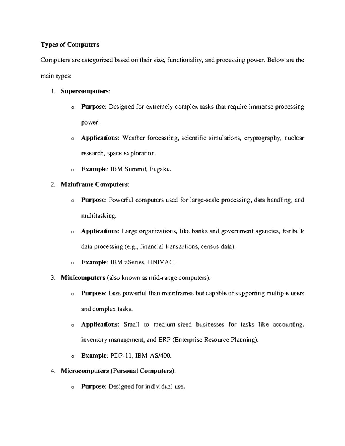 Week 2. Types of Computers - Types of Computers Computers are ...