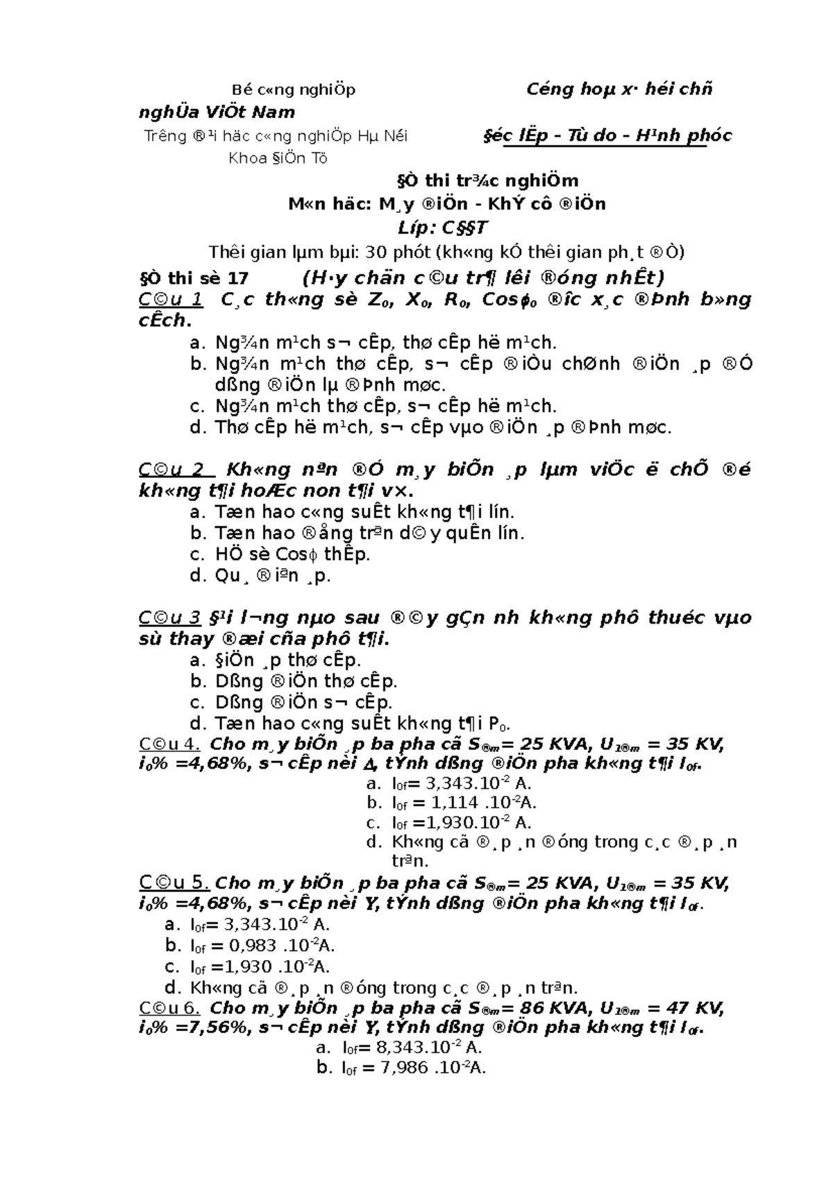 [123doc] - de-thi-trac-nghiem-mon-hoc-may-dien-khi-cu-dien-de-so-17 - Bé c«ng nghiÖp Céng hoμ x ...