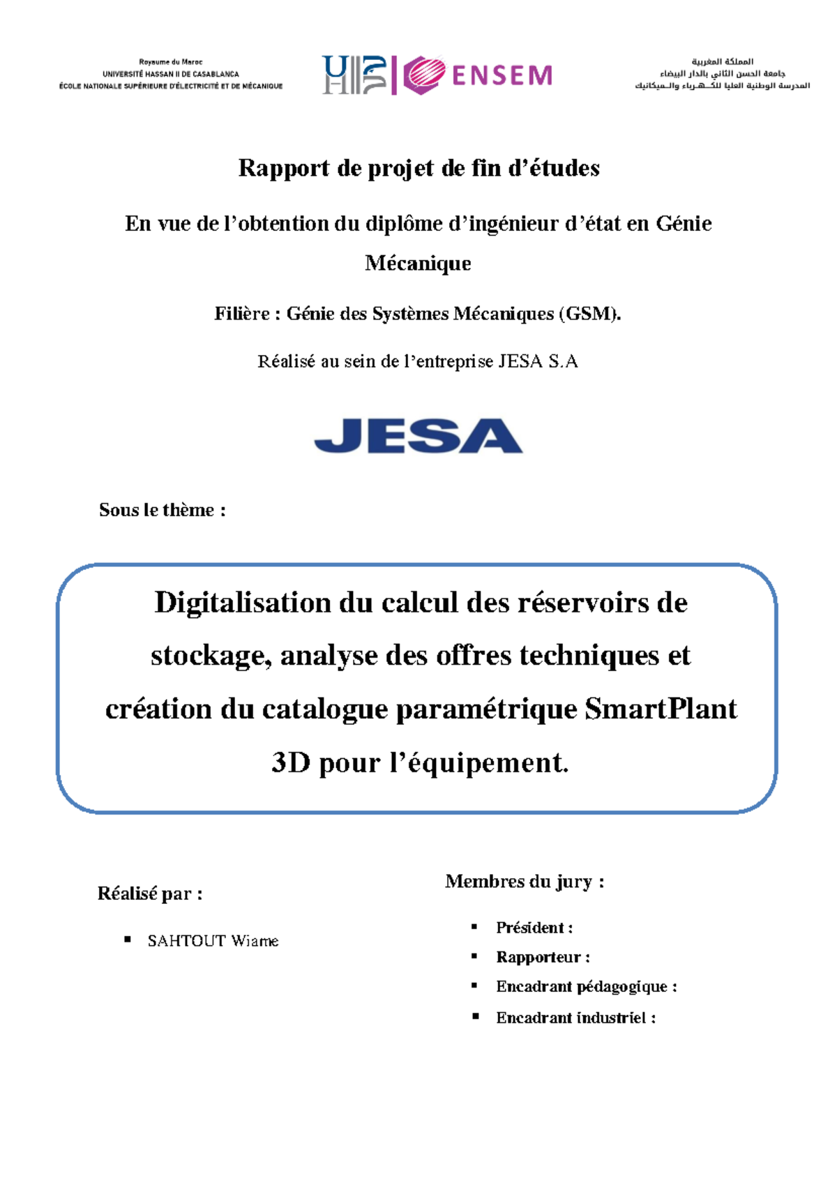 Rapport PFE - trhtr - Rapport de projet de fin d’études En vue de l ...