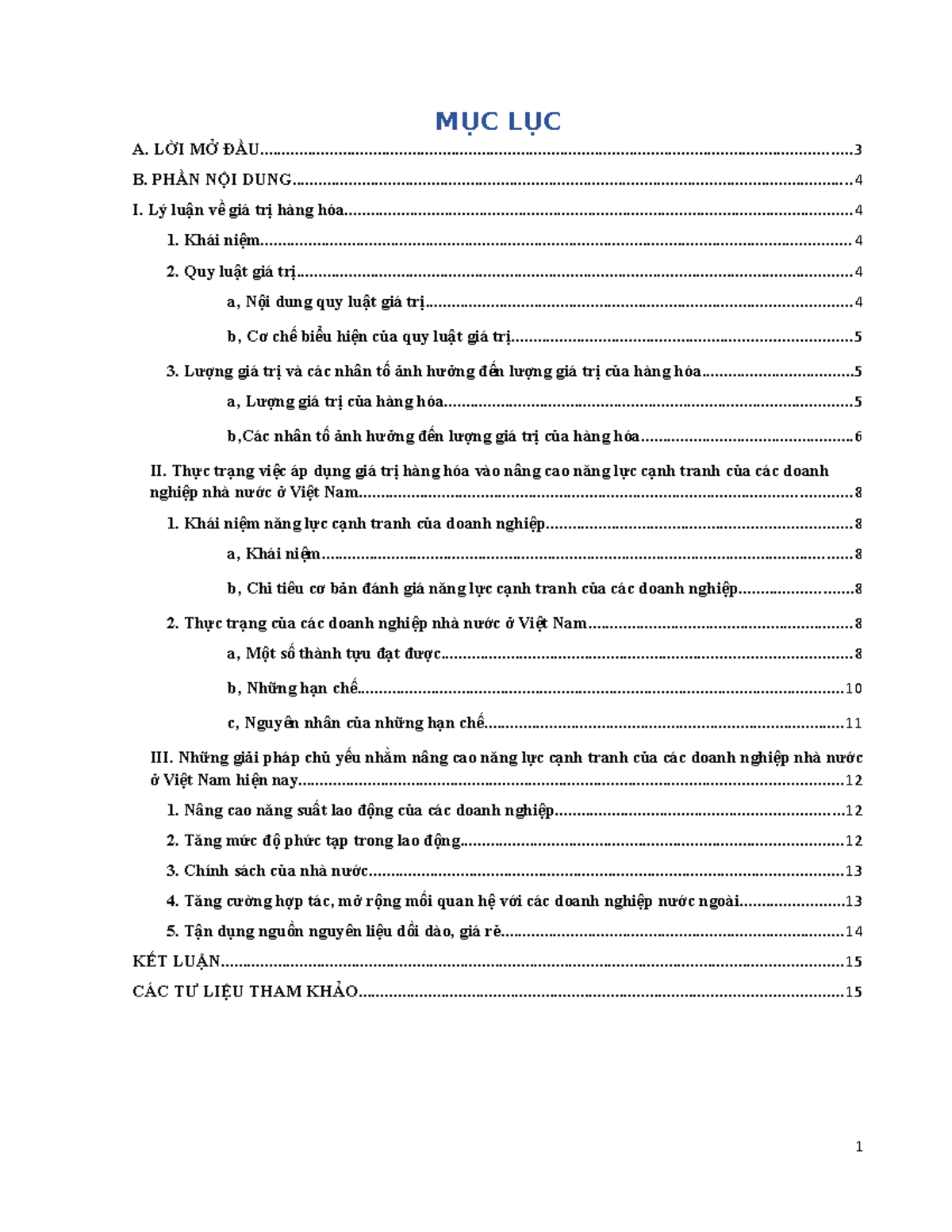 MANG ĐI IN KTCT - Tieu luan - MỤC LỤC A. LỜI MỞ - Studocu