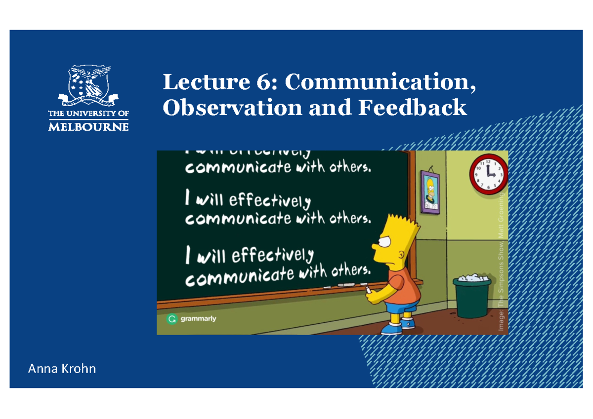 L 6 Communication, Observation and Feedback AK - Lecture 6 ...