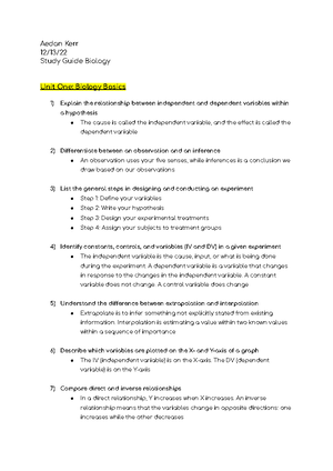 F22 Biology Final SG - study guide - Biology Final Review Sheet The ...