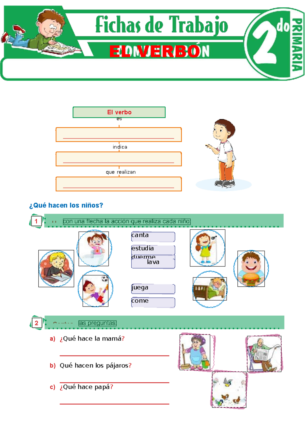 El Verbo Para Segundo Grado De Primaria U Contes Duerme El Verbo Es