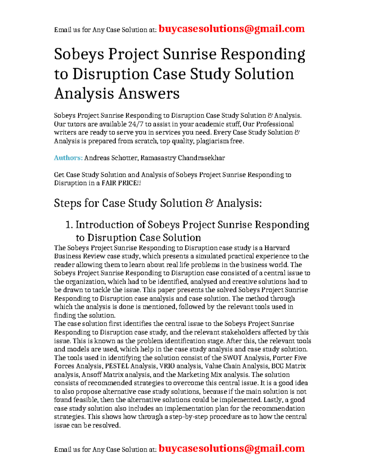 Case Solution Sobeys Project Sunrise Responding to Disruption - Sobeys Project Sunrise ...