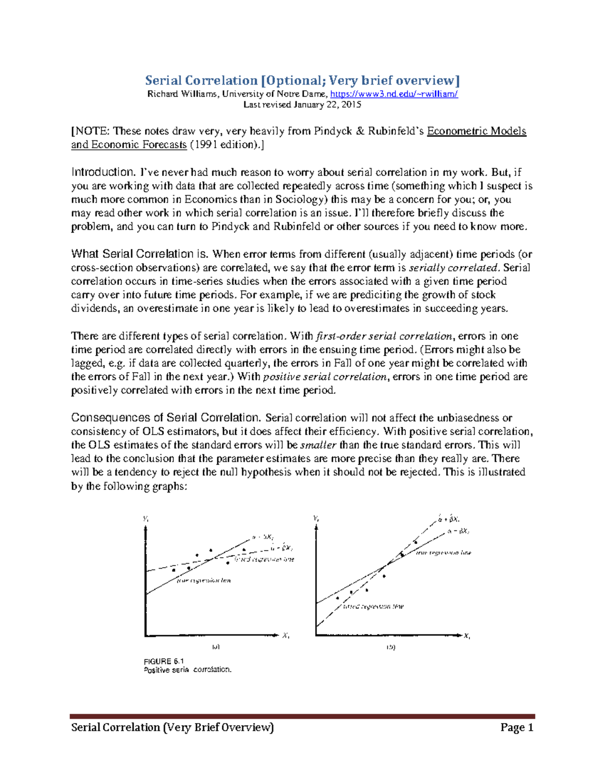 Serial Correlation [Optional; Very brief overview] - nd/~rwilliam/ Last ...