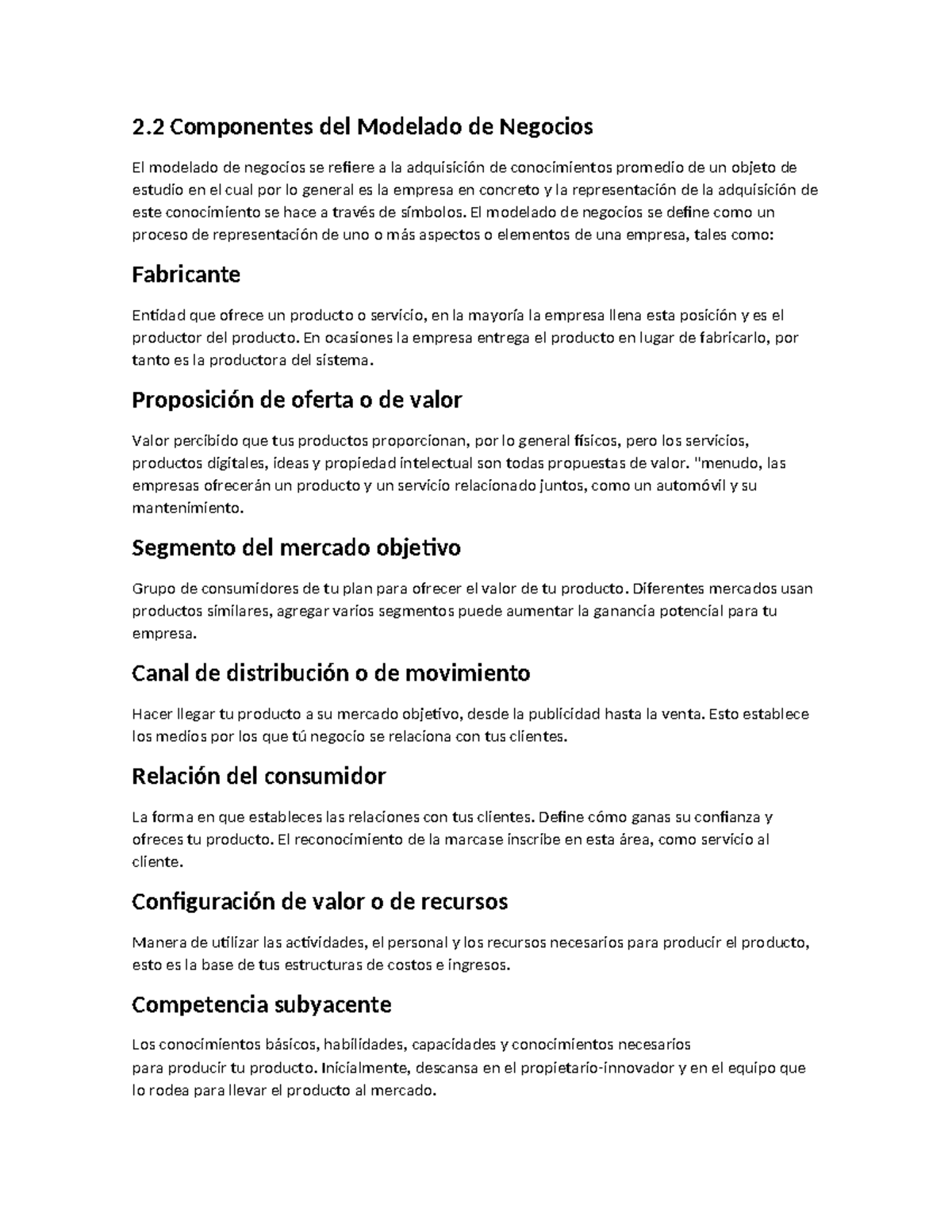 Componentes 2 - ccsds - 2 Componentes del Modelado de Negocios El ...