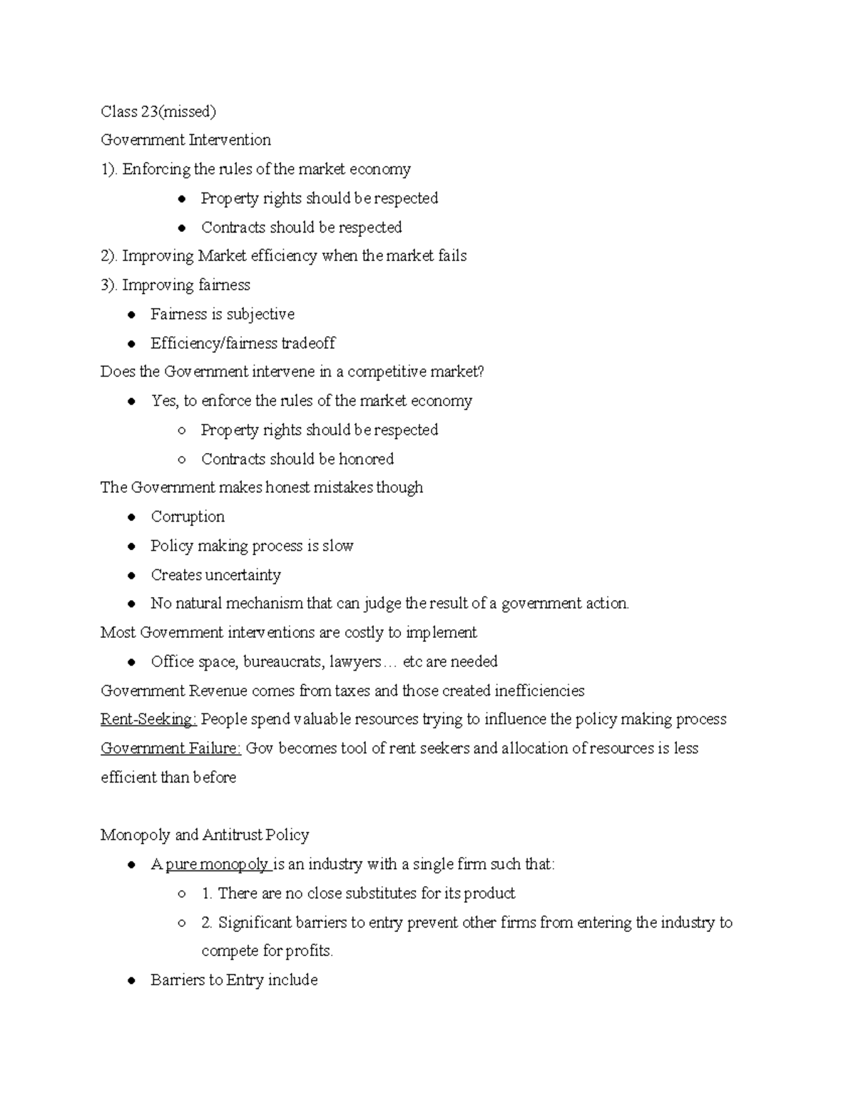 Class 23 24 25 26 - Lecture notes 23-26 - ECON 1020-01 - Vandy - Studocu