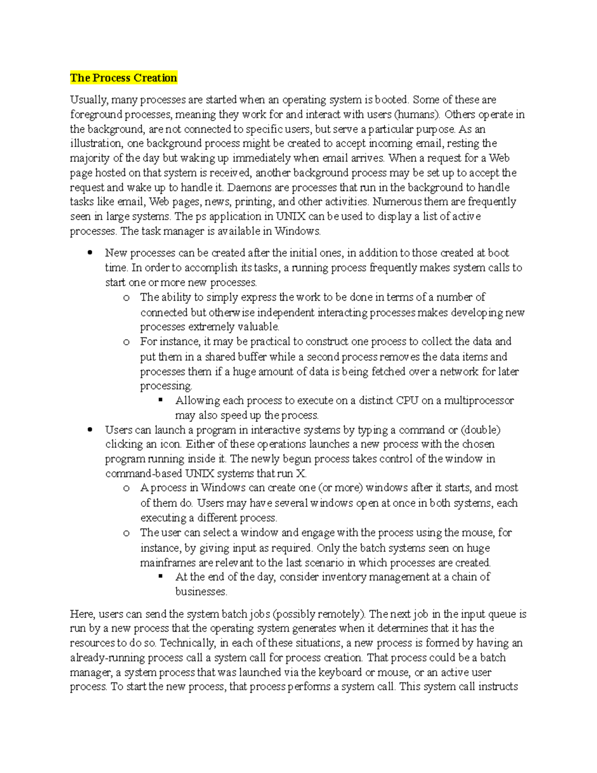 The Process Creation - The Process Creation Usually, many processes are ...