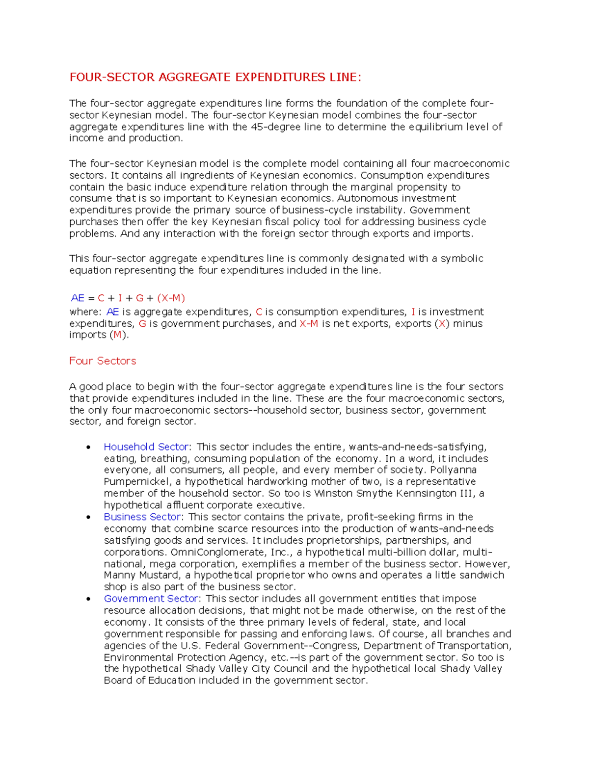 Aggregate Expenditures - The four-sector Keynesian model combines the ...