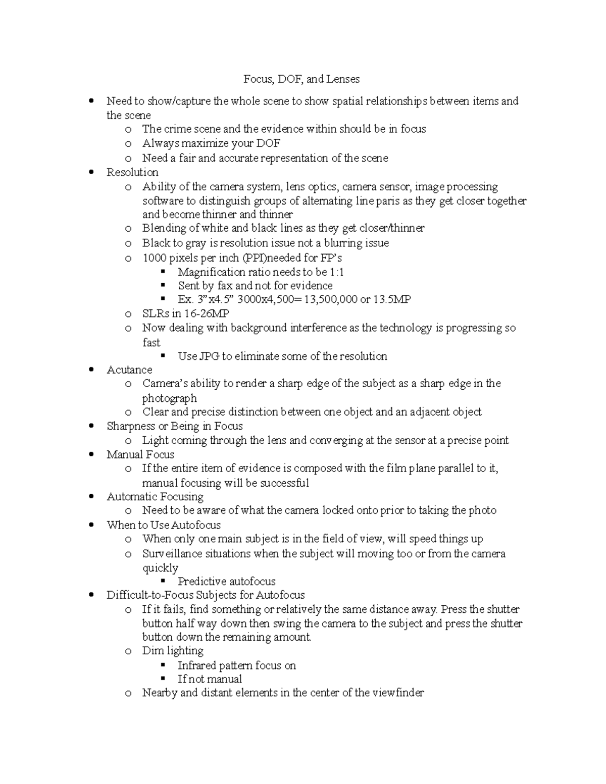 Chap 5 Focus, DOF, and Lenses - Focus, DOF, and Lenses Need to show ...
