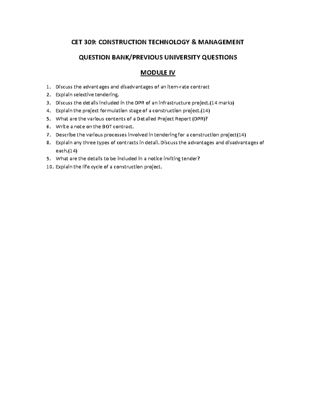 QB MOD IV - Practice materials for construction technology and ...