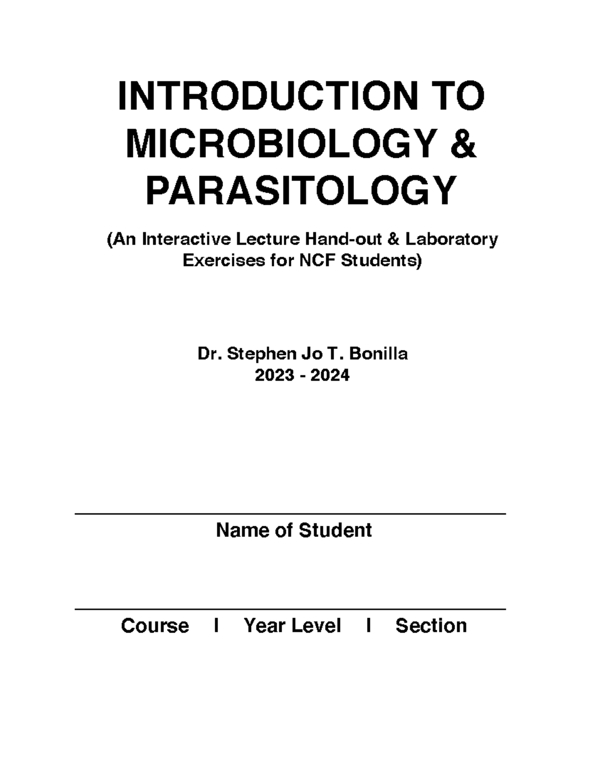 MIcro Para-Handout-Updated - INTRODUCTION TO MICROBIOLOGY ...