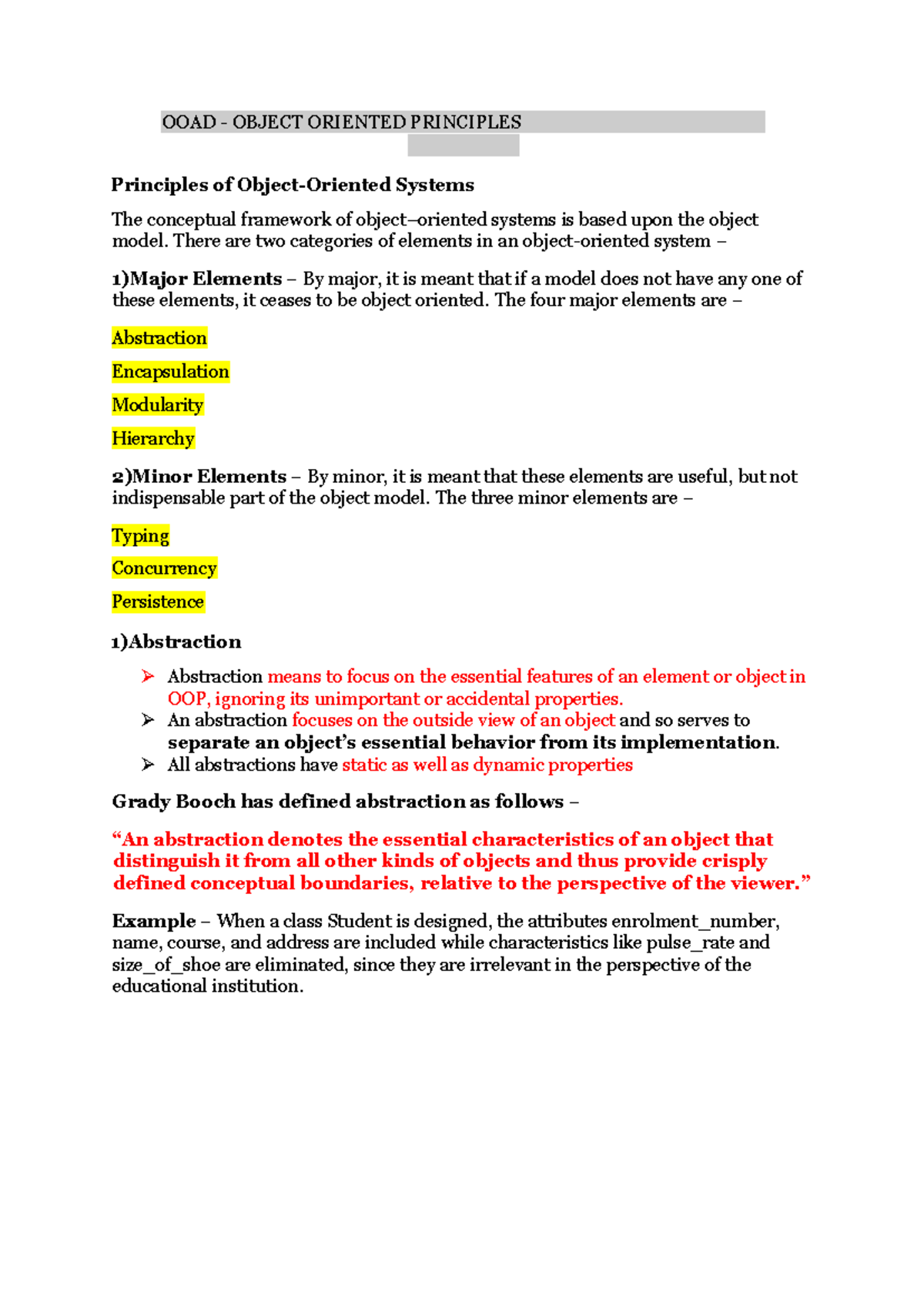 Elementsofooad - brief explanation of elements of ooad - OOAD - OBJECT ORIENTED PRINCIPLESOOAD ...