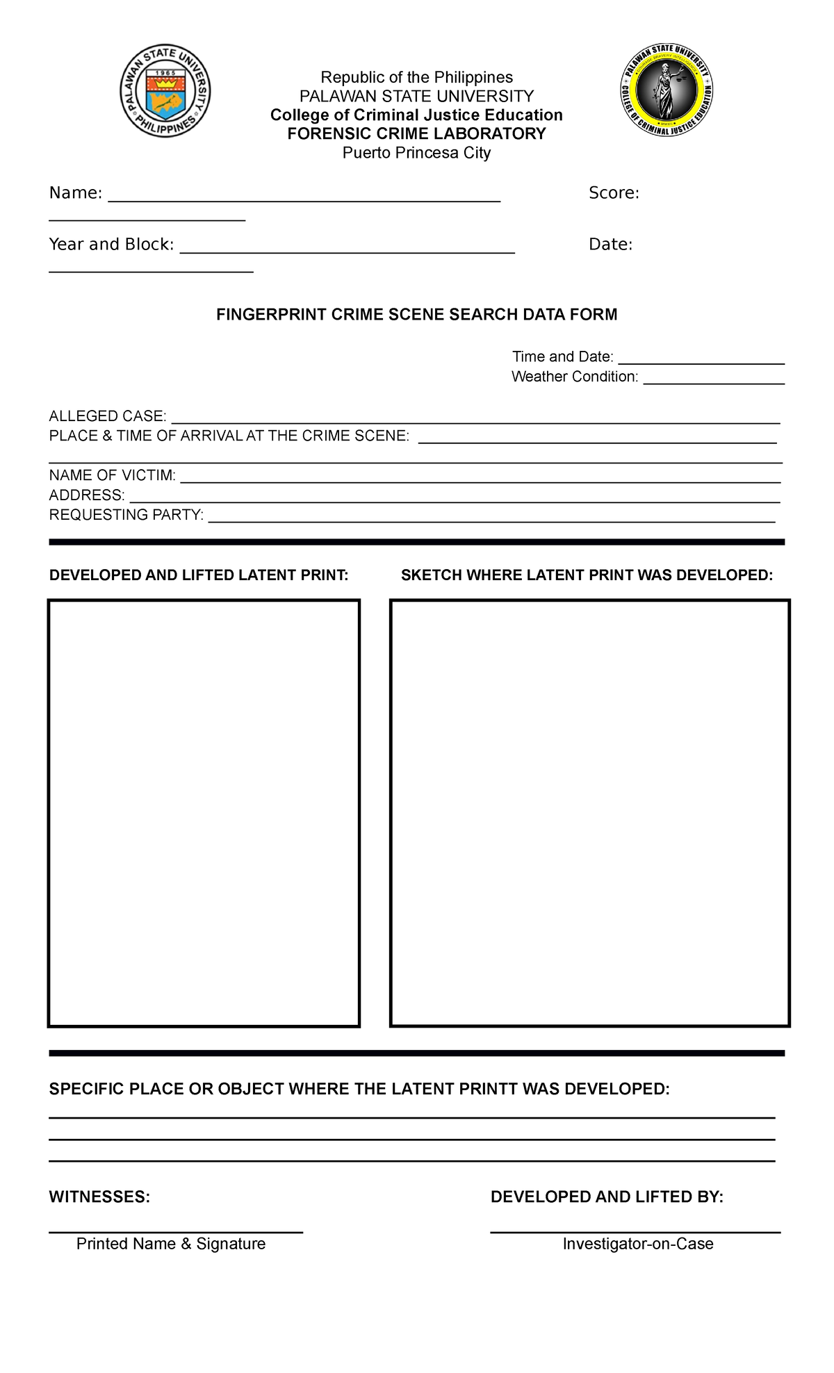 Fingerprint- Comparison - Republic of the Philippines PALAWAN STATE ...